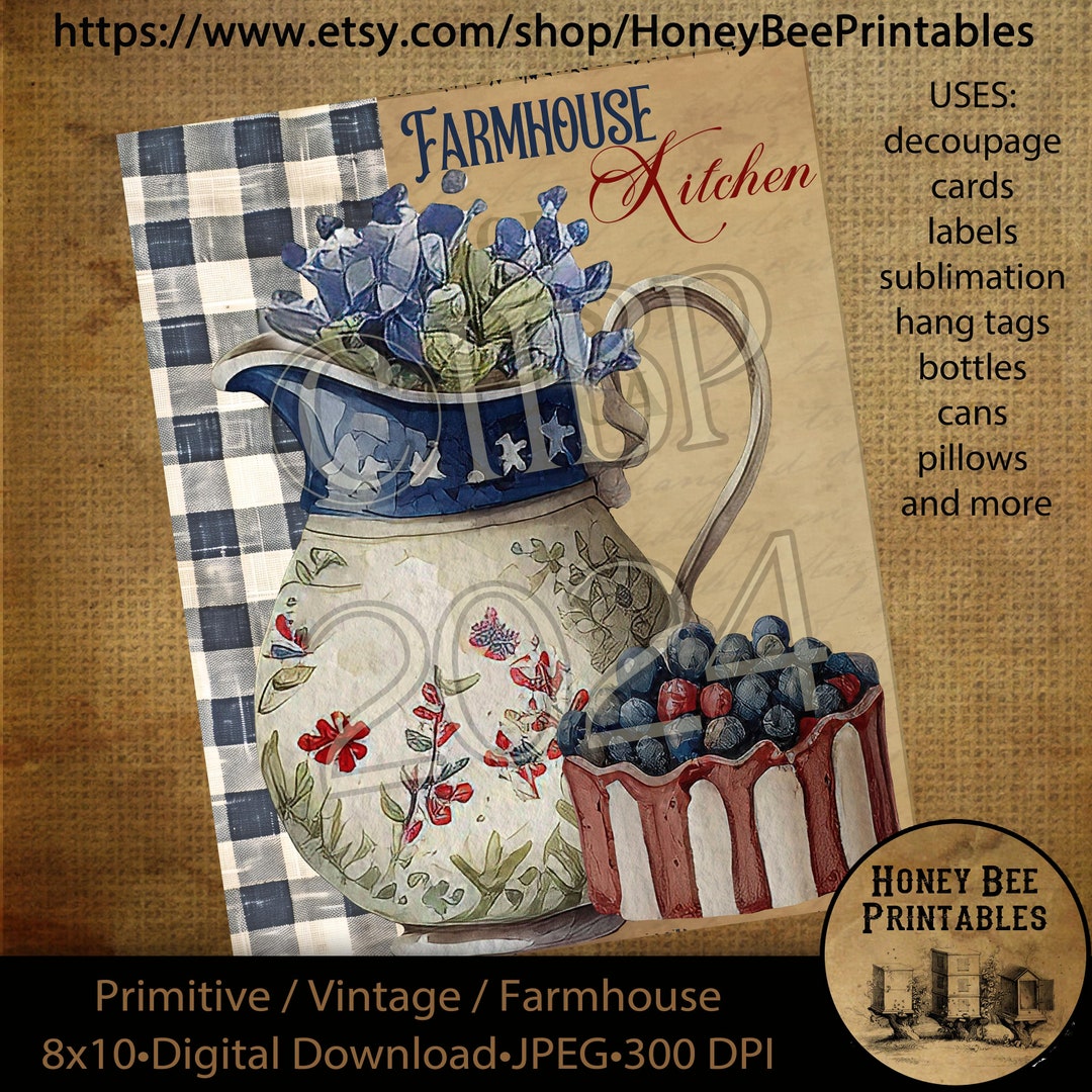 Vintage Primitive Instant Download Printable Decoupage Cans Labels ...
