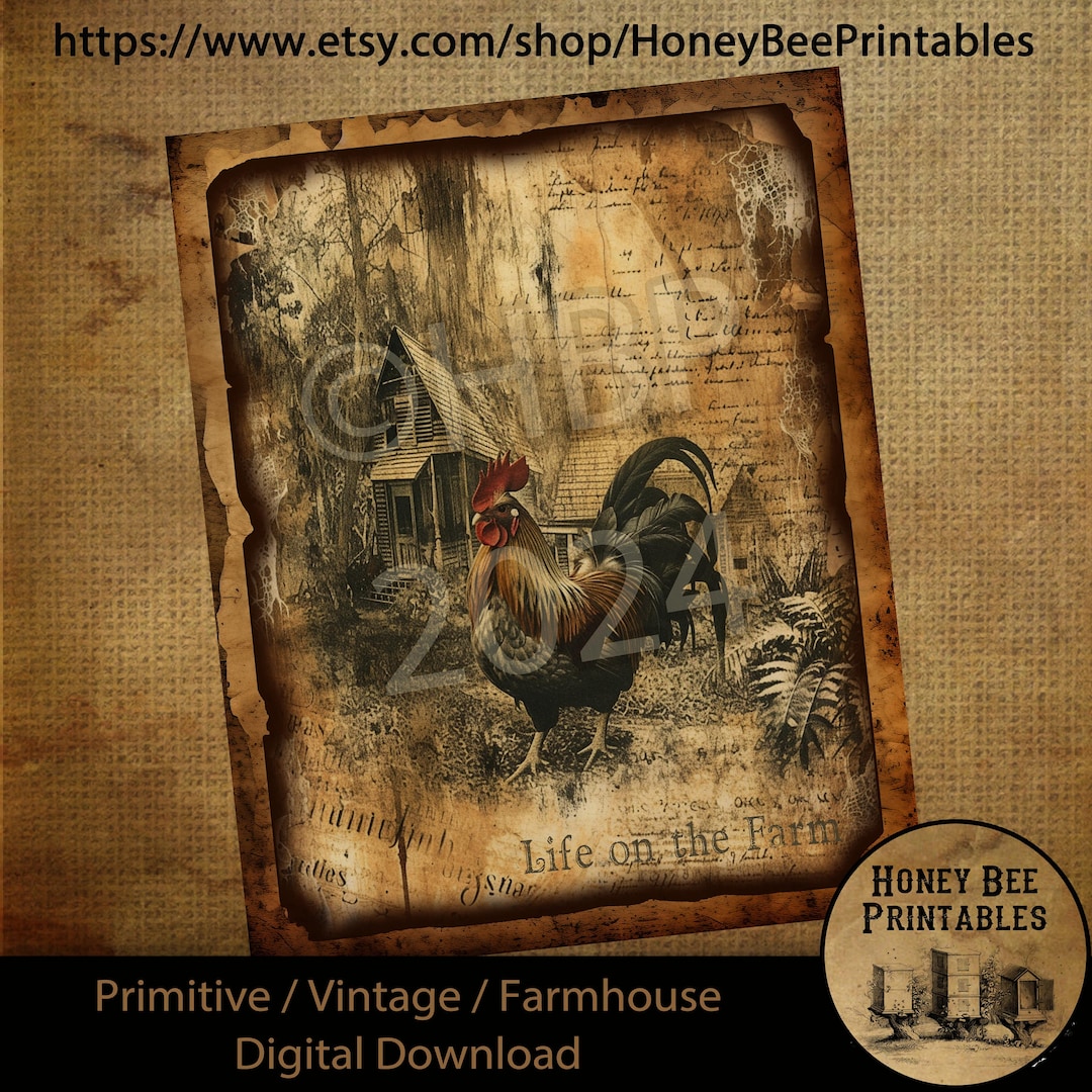Vintage Primitive Farmhouse Digital Download Printable Sublimation ...