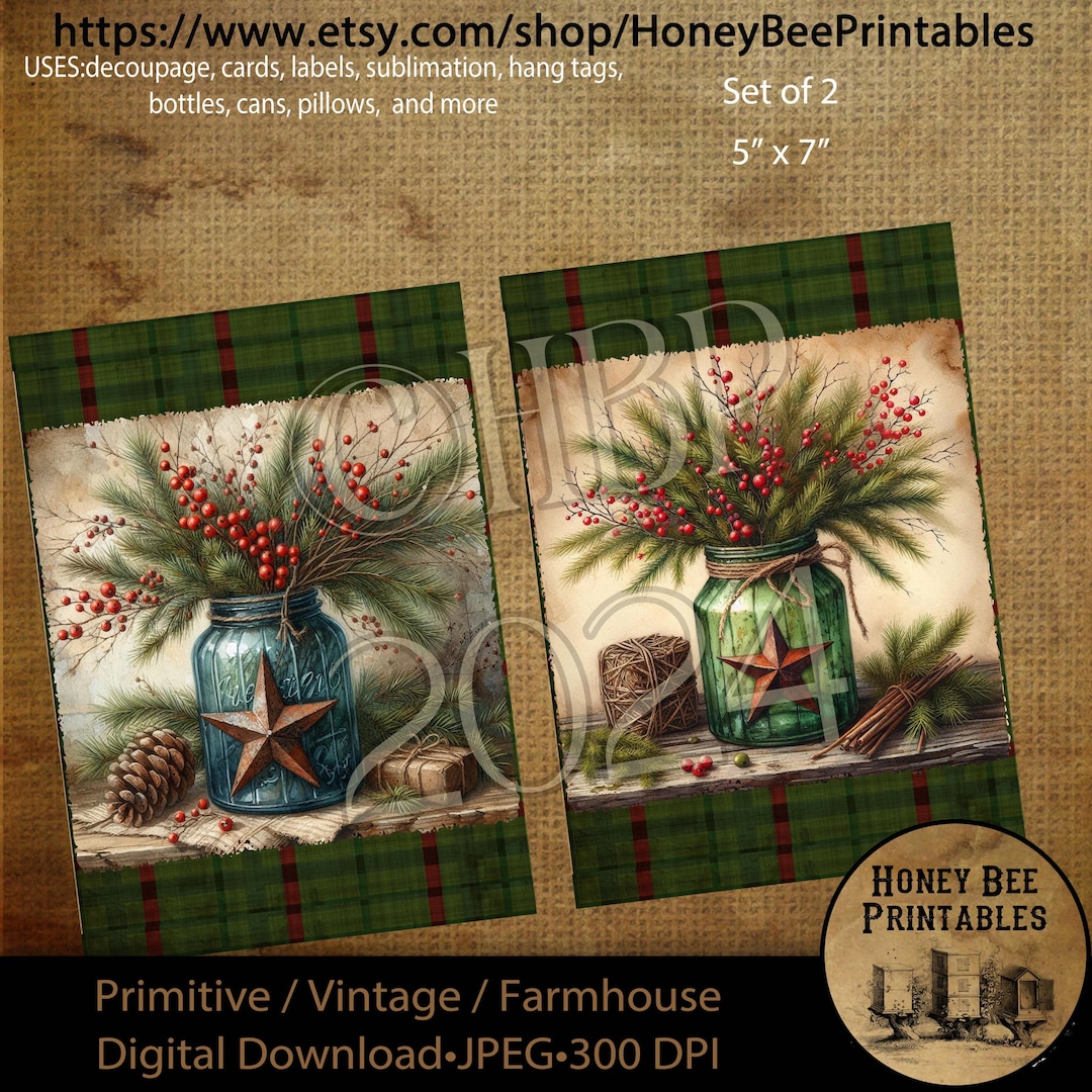 Digital Download, Digital Art, Printable, Decoupage, Primitive, Craft ...