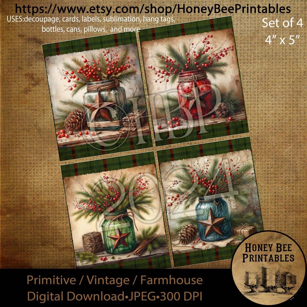 Digital Download, Digital Art, Printable, Decoupage, Primitive, Craft ...