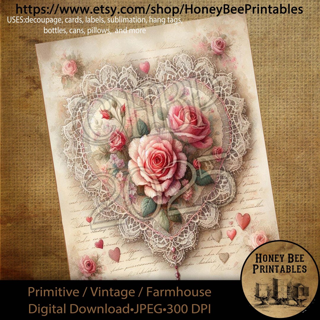 Digital Download, Printable, Decoupage, Primitive, Craft Supplies ...