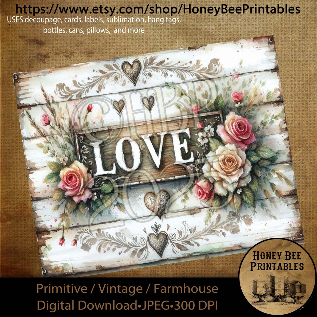 Digital Download, Printable, Decoupage, Primitive, Craft Supplies ...
