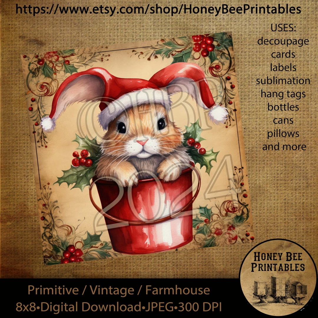 Vintage Primitive Instant Download Printable Decoupage, Christmas ...