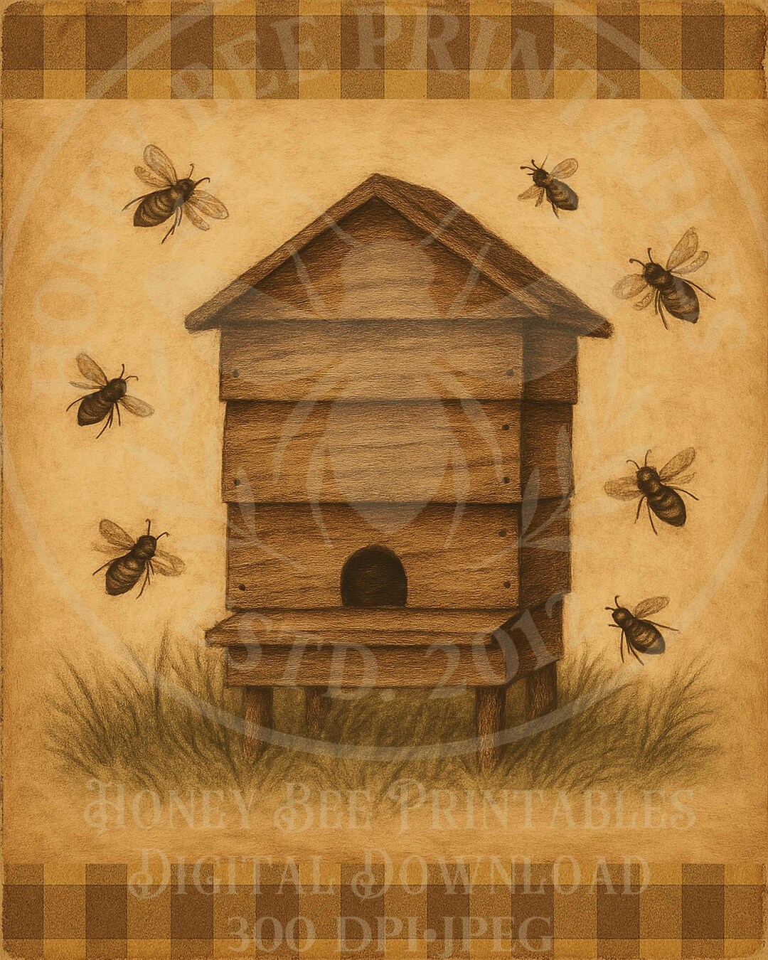 Bee Apiary, Honey Bee Farm, Bee Hive, 8x10, Digital Download, Decoupage ...