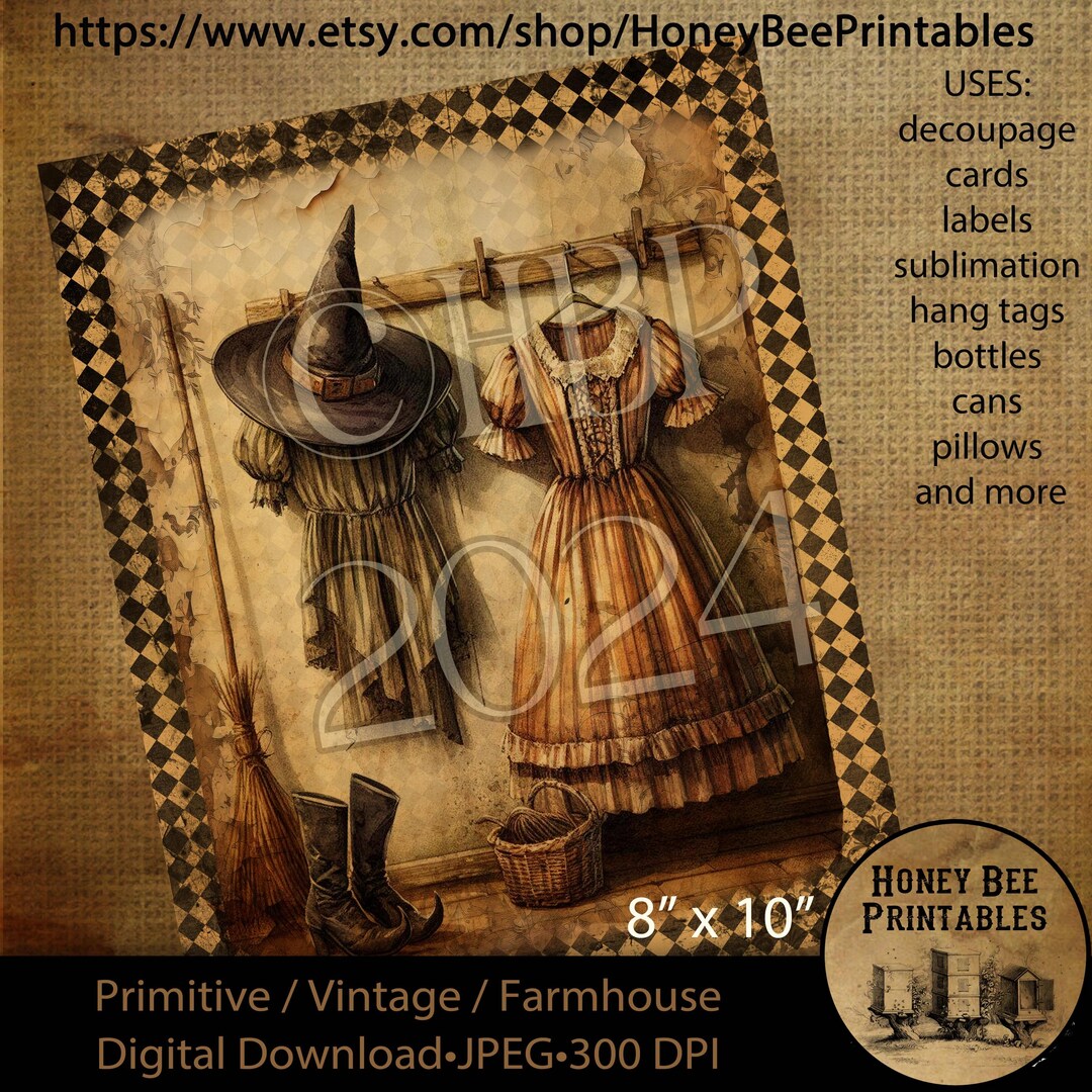 Digital Download, Printable, Decoupage, Vintage, Primitive, Fall ...
