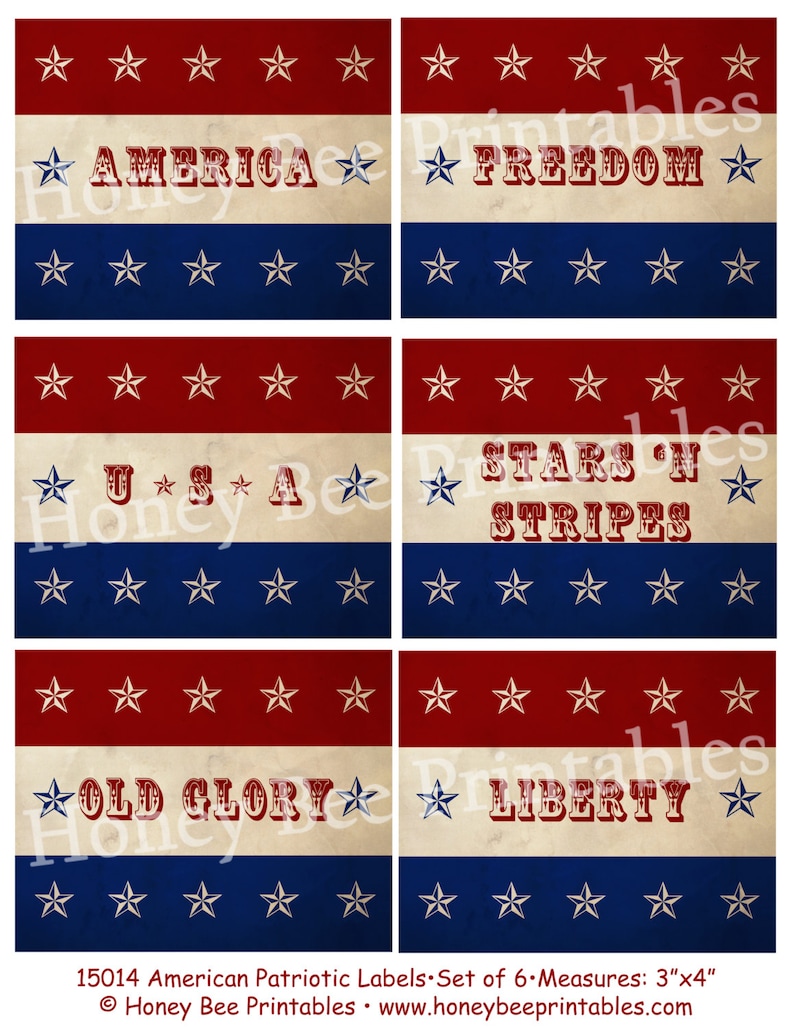 Primitive American Patriotic Red White Blue Pantry Labels 15014 ...