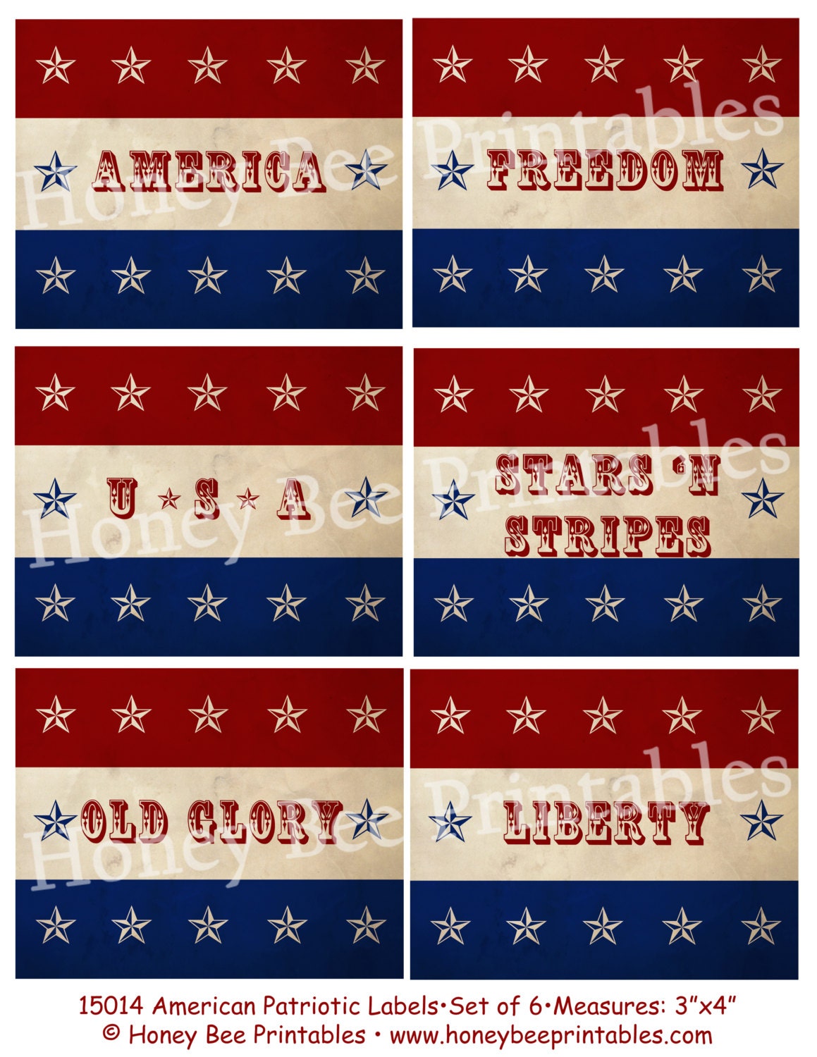 Primitive American Patriotic Red White Blue Pantry Labels 15014 ...