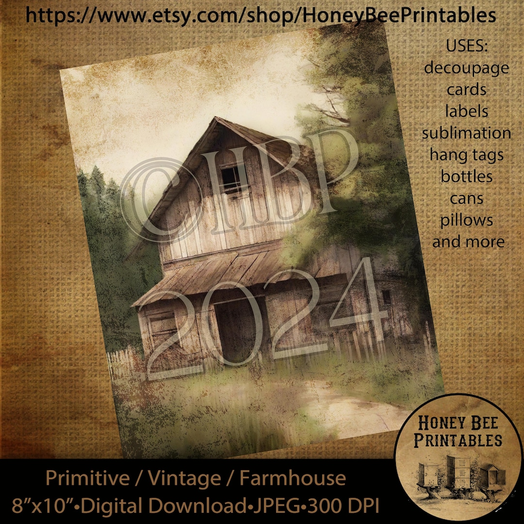 Vintage Primitive Farmhouse Digital Download Printable, Decoupage ...