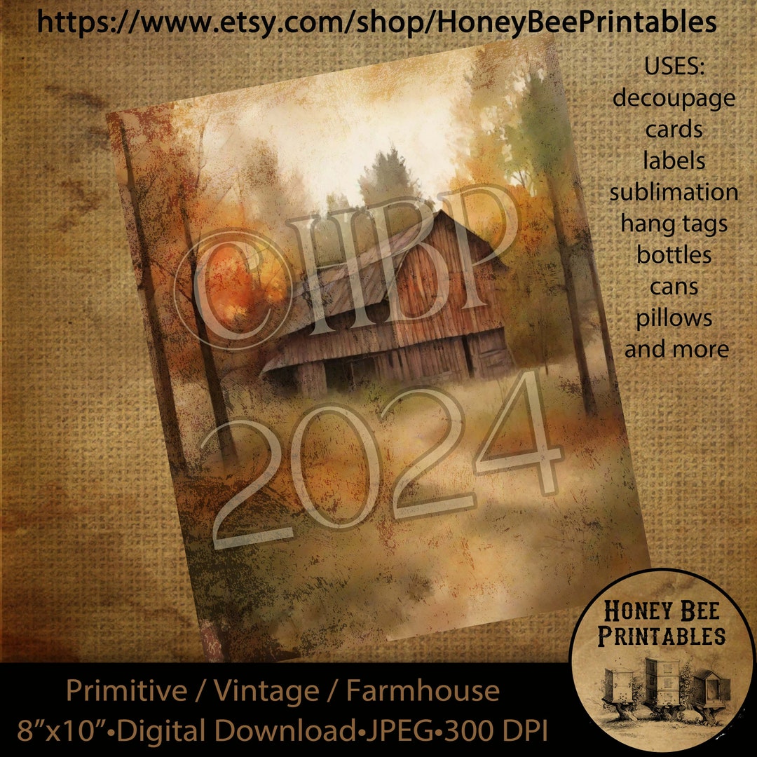 Vintage Primitive Farmhouse Digital Download Printable Decoupage Labels ...
