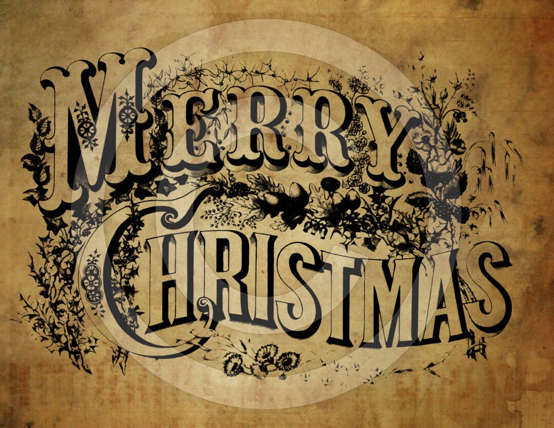 Primitive Merry Christmas - Printable Digital Feedsack Logo JPEG File ...
