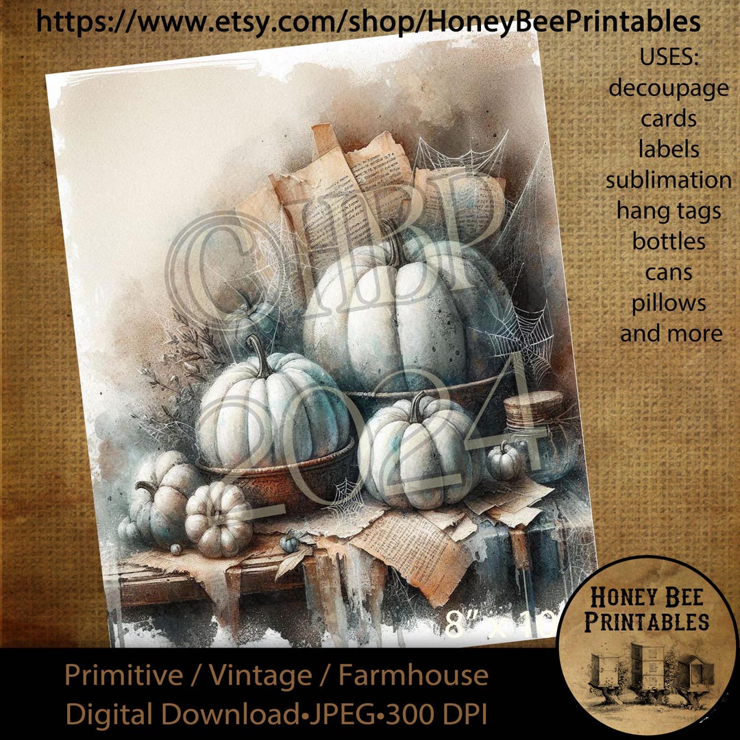 Digital Download, Printable, Decoupage, Vintage, Primitive, Fall ...