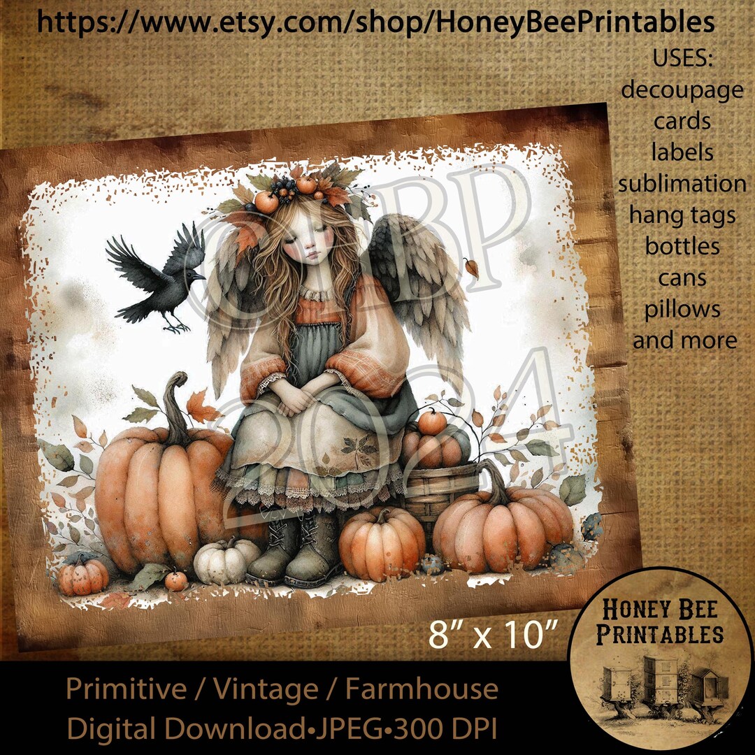 Digital Download, Printable, Decoupage, Vintage, Primitive, Fall ...
