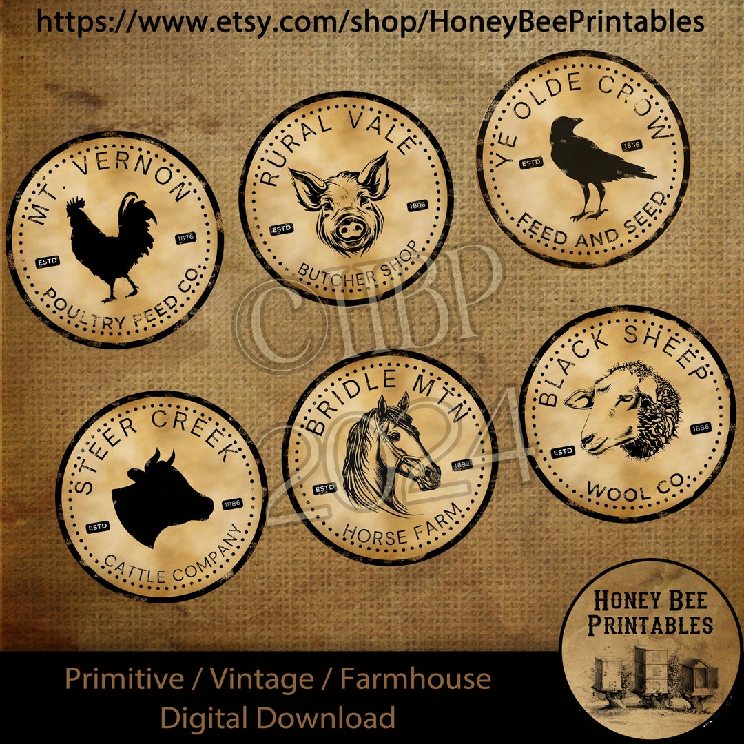 Vintage Primitive Farmhouse Digital Download Printable Decoupage 3 in ...