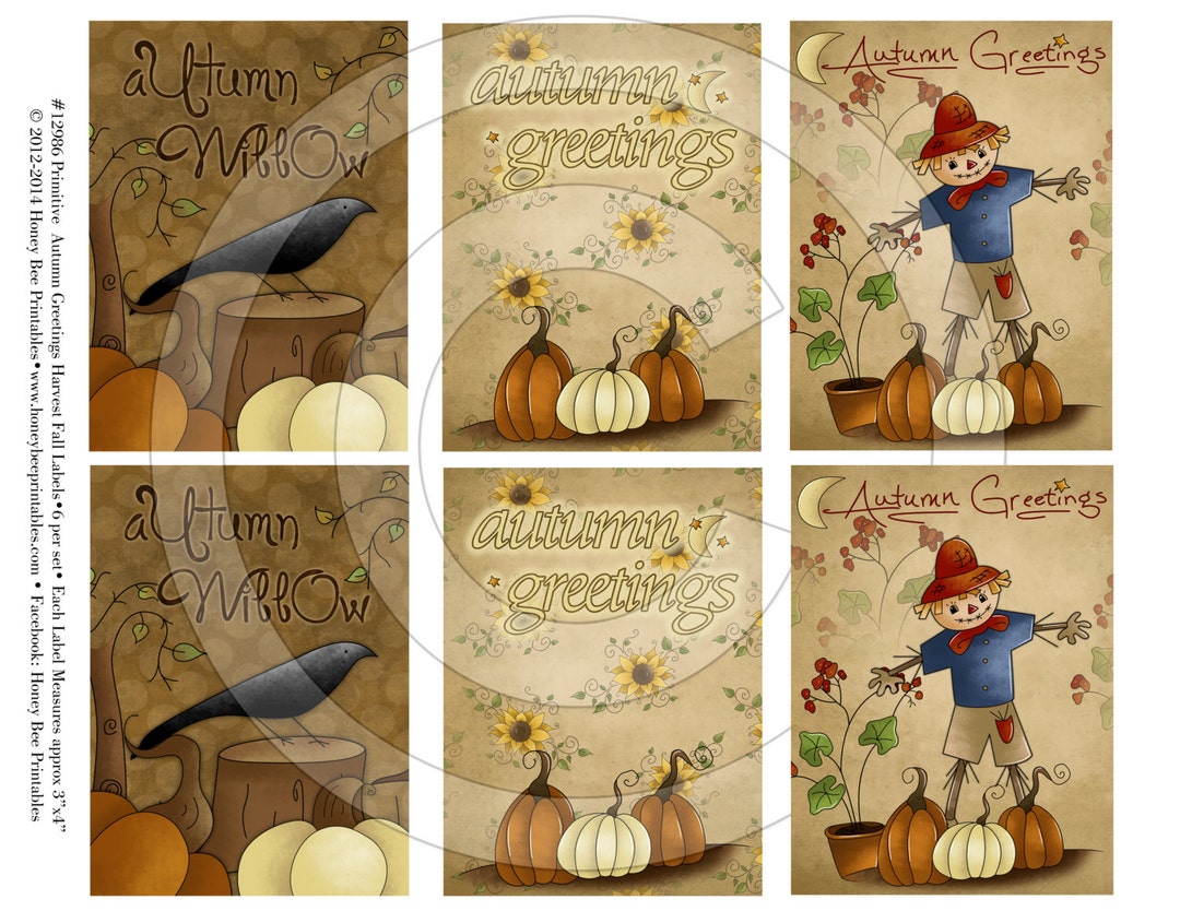 Primitive Harvest Autumn Greetings Fall Pantry Labels 12986-printable ...