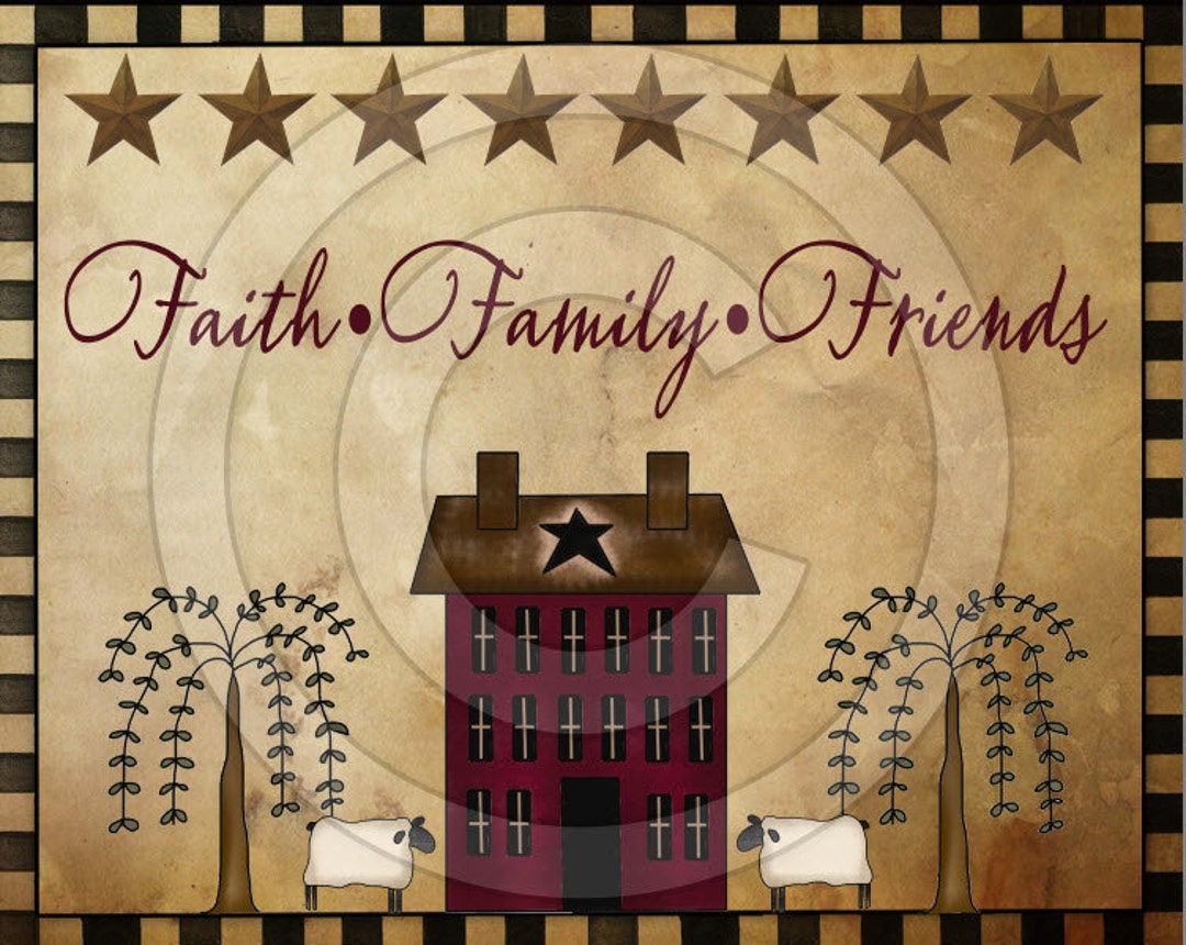 Primitive Faith Family Friends Willow Saltbox Printable Digital ...