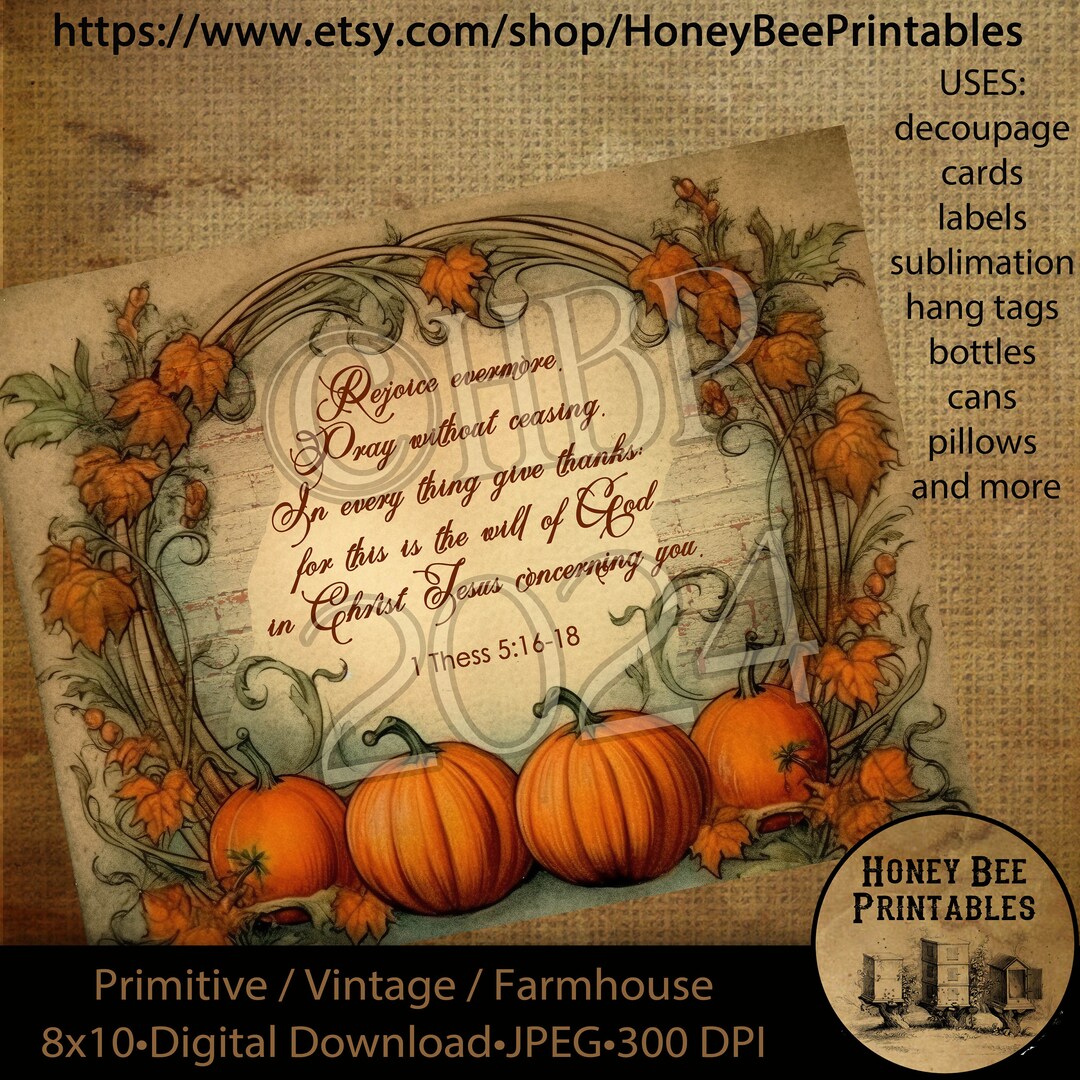 Vintage Primitive Instant Download Printable Decoupage, Fall, Autumn ...