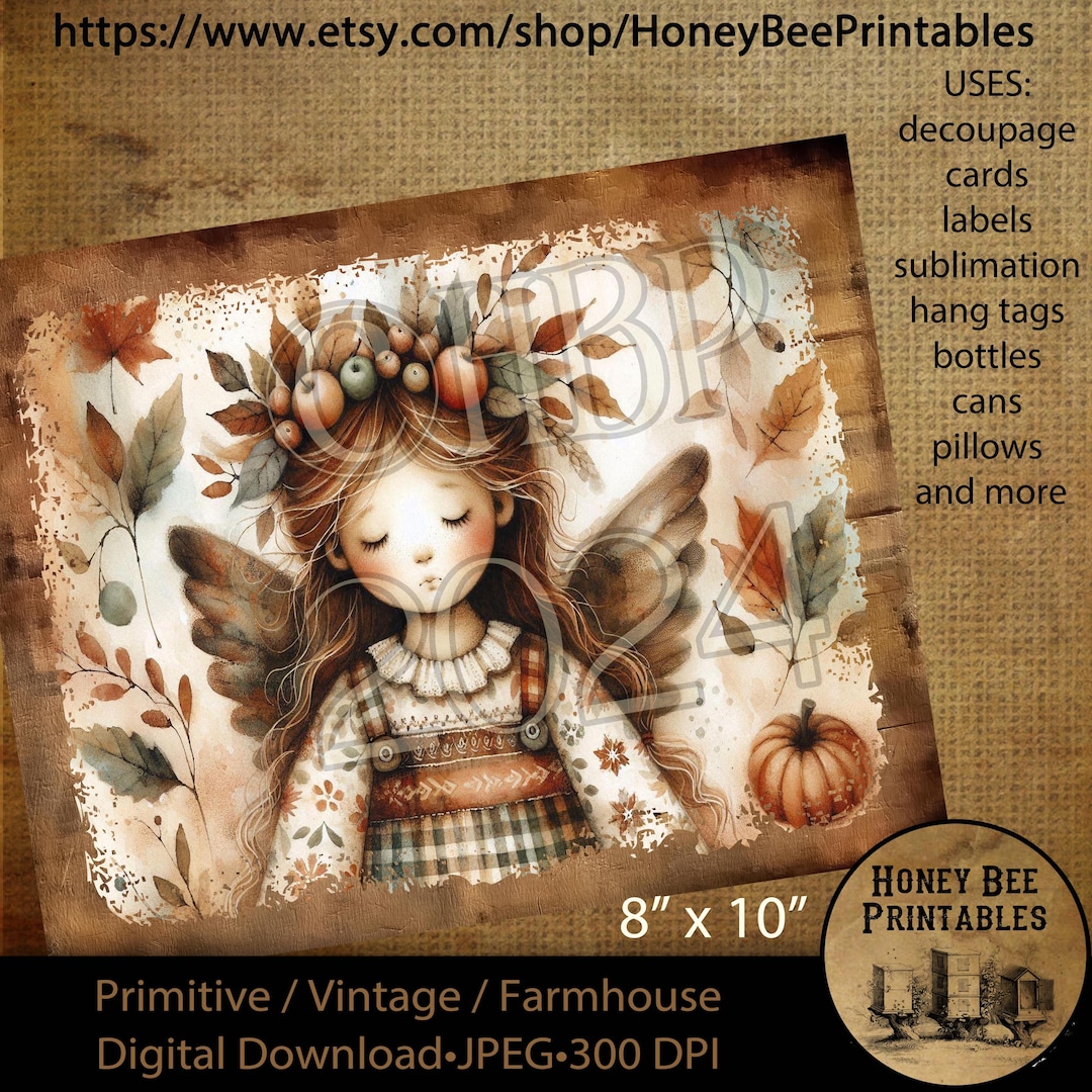 Digital Download, Printable, Decoupage, Vintage, Primitive, Fall ...