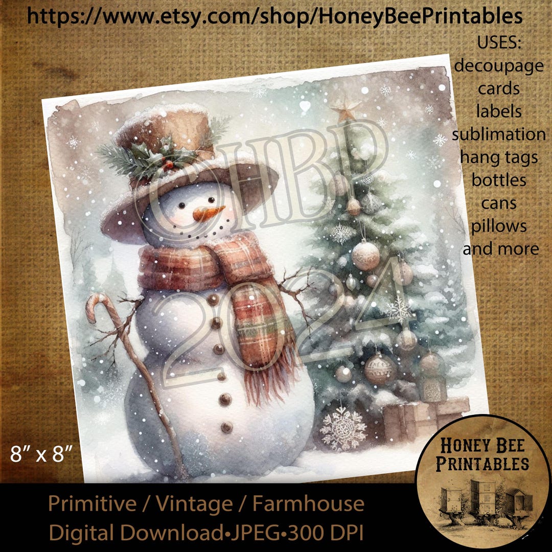 Digital Download, Printable, Decoupage, Vintage, Primitive, 8x8, #3 ...