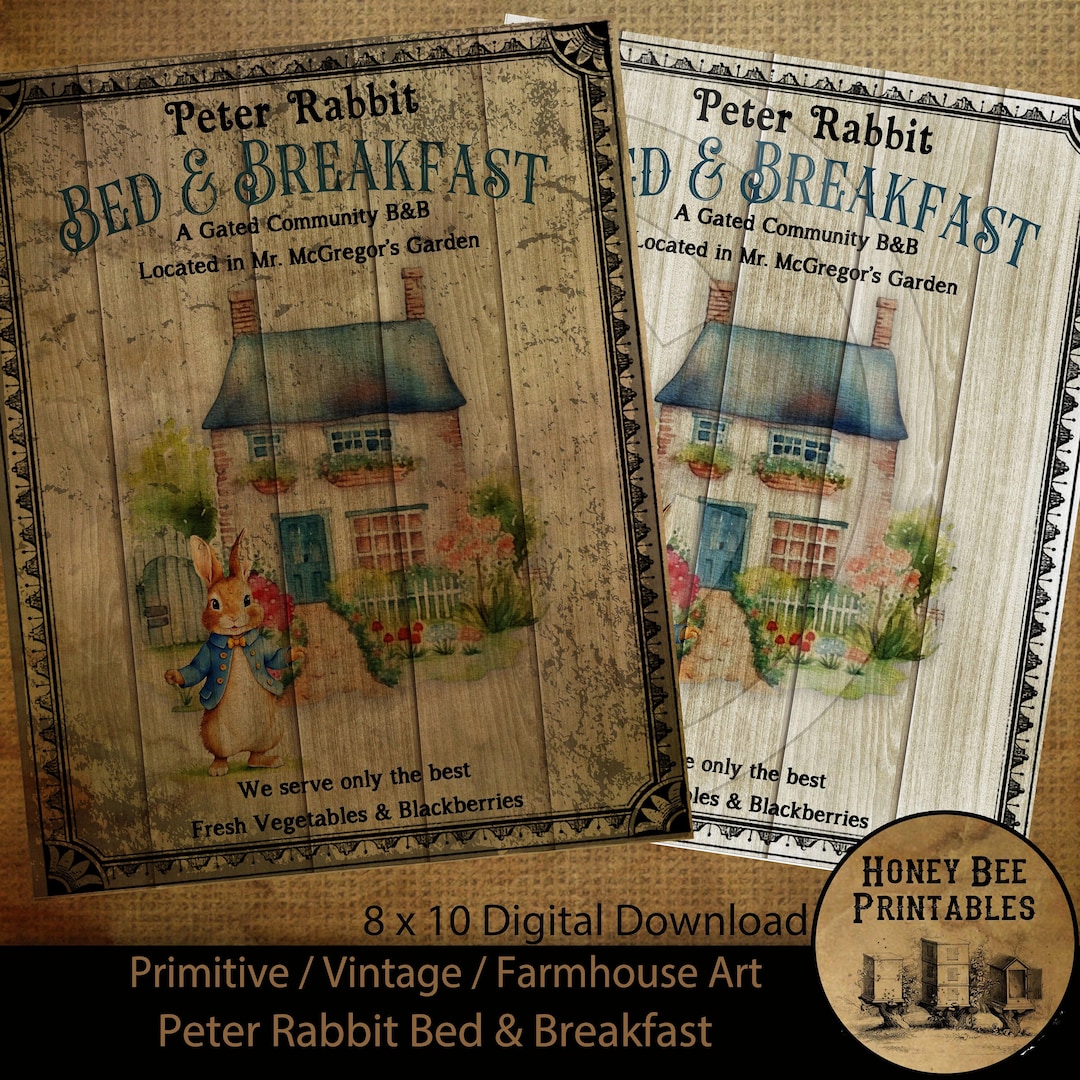 Vintage Prim Farmhouse Peter Rabbit Bed & Breakfast Spring Easter ...