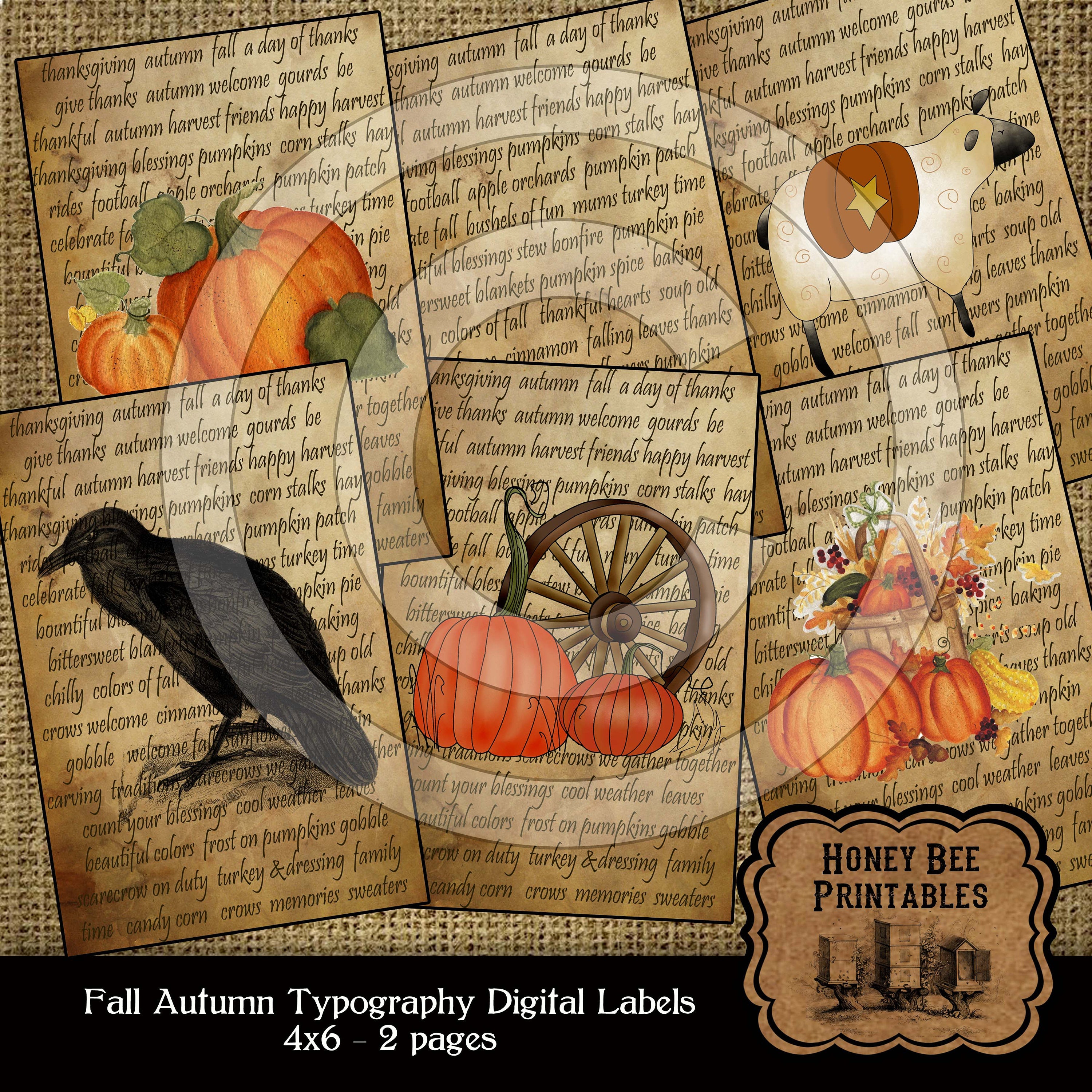 Primitive Harvest Autumn Fall Pantry Labels 12984-4x6 Printable Digital ...
