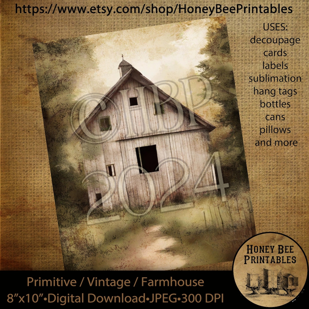 Vintage Primitive Farmhouse Digital Download Printable, Decoupage ...