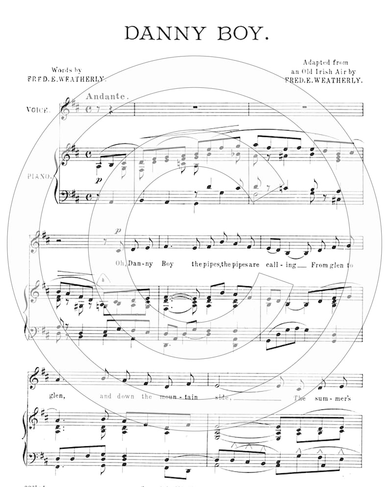 Primitive Vintage Sheet Music Oh Danny Boy Irish Feedsack Feed Sack ...