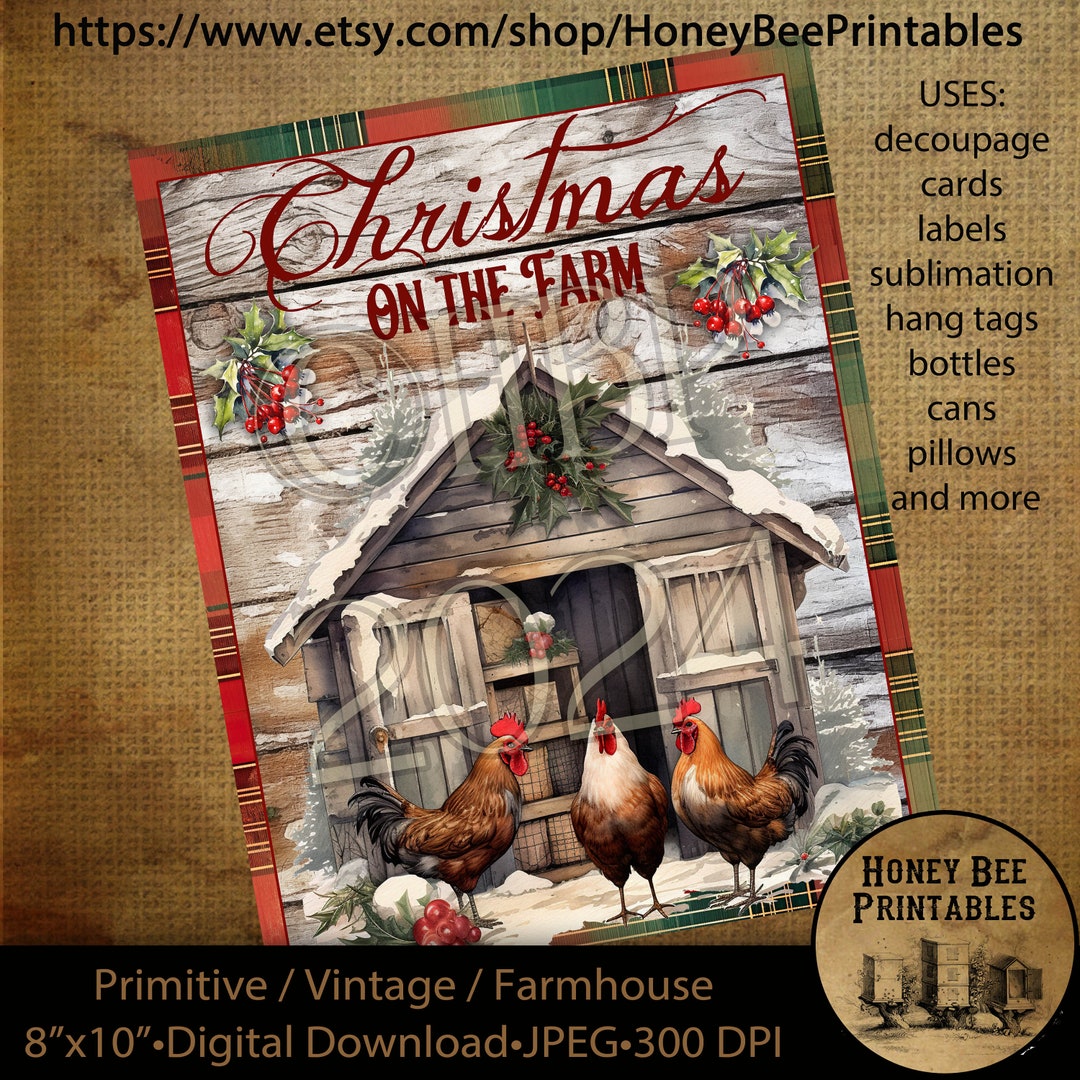 Vintage Primitive Instant Download Printable Decoupage, Christmas ...