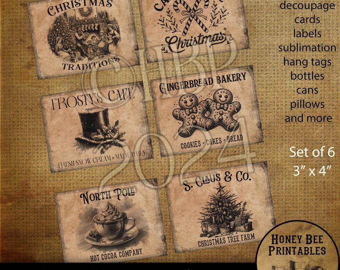 Primitive Country Christmas Labels, Christmas Tags, Holiday Signs ...