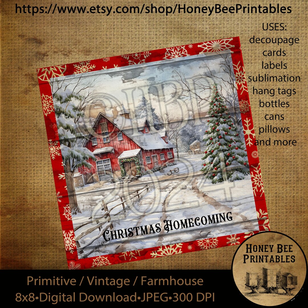 Vintage Primitive Instant Download Printable Decoupage, Christmas ...