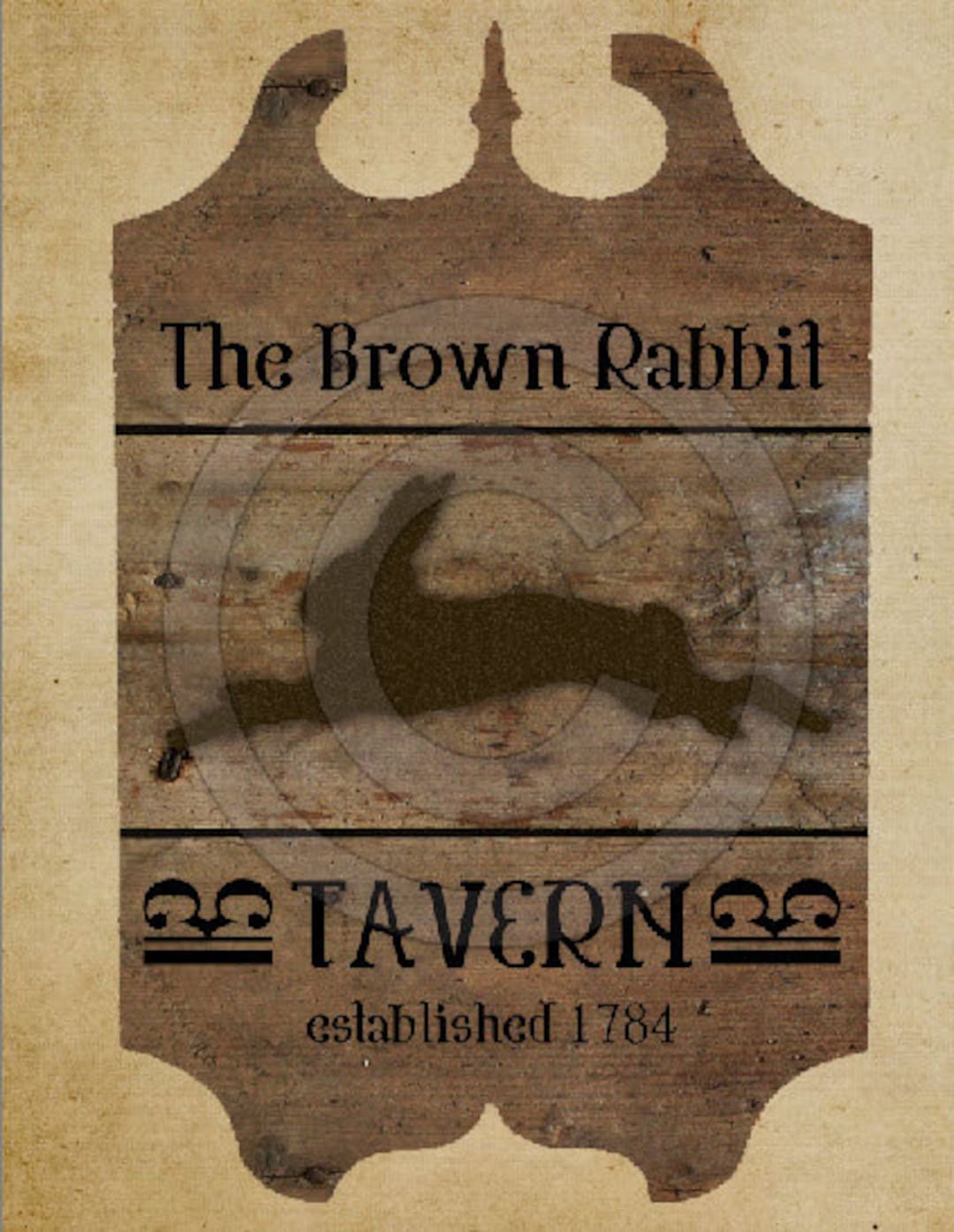 Primitive Brown Rabbit Tavern Pub Sign Feedsack Feed Sack Logo ...