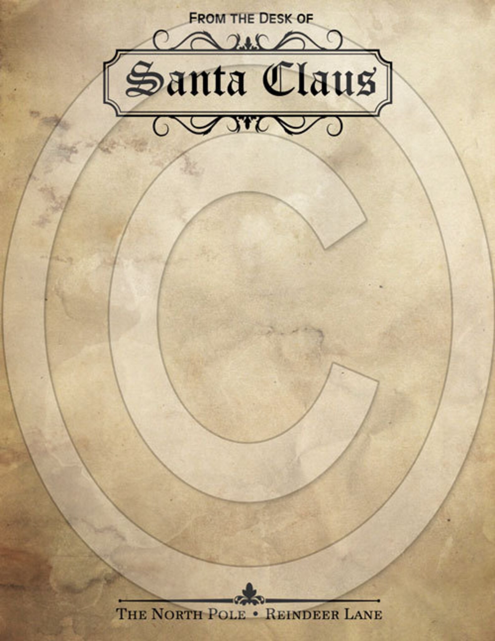 Primitive Christmas Printable - Letter From Santa Stationery - Digital ...