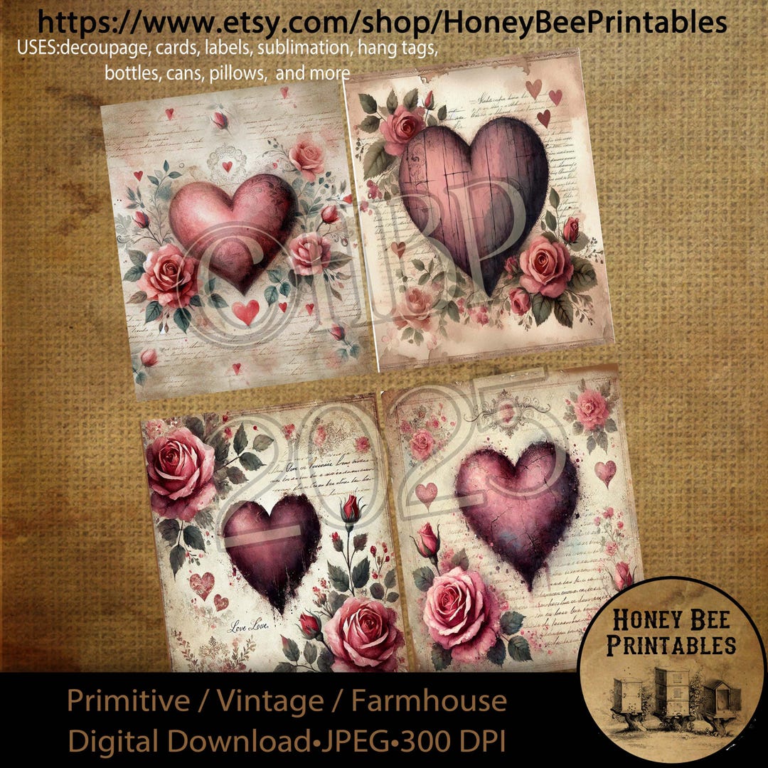 Digital Download, Art, Printable, Decoupage, Primitive, Craft Supplies ...