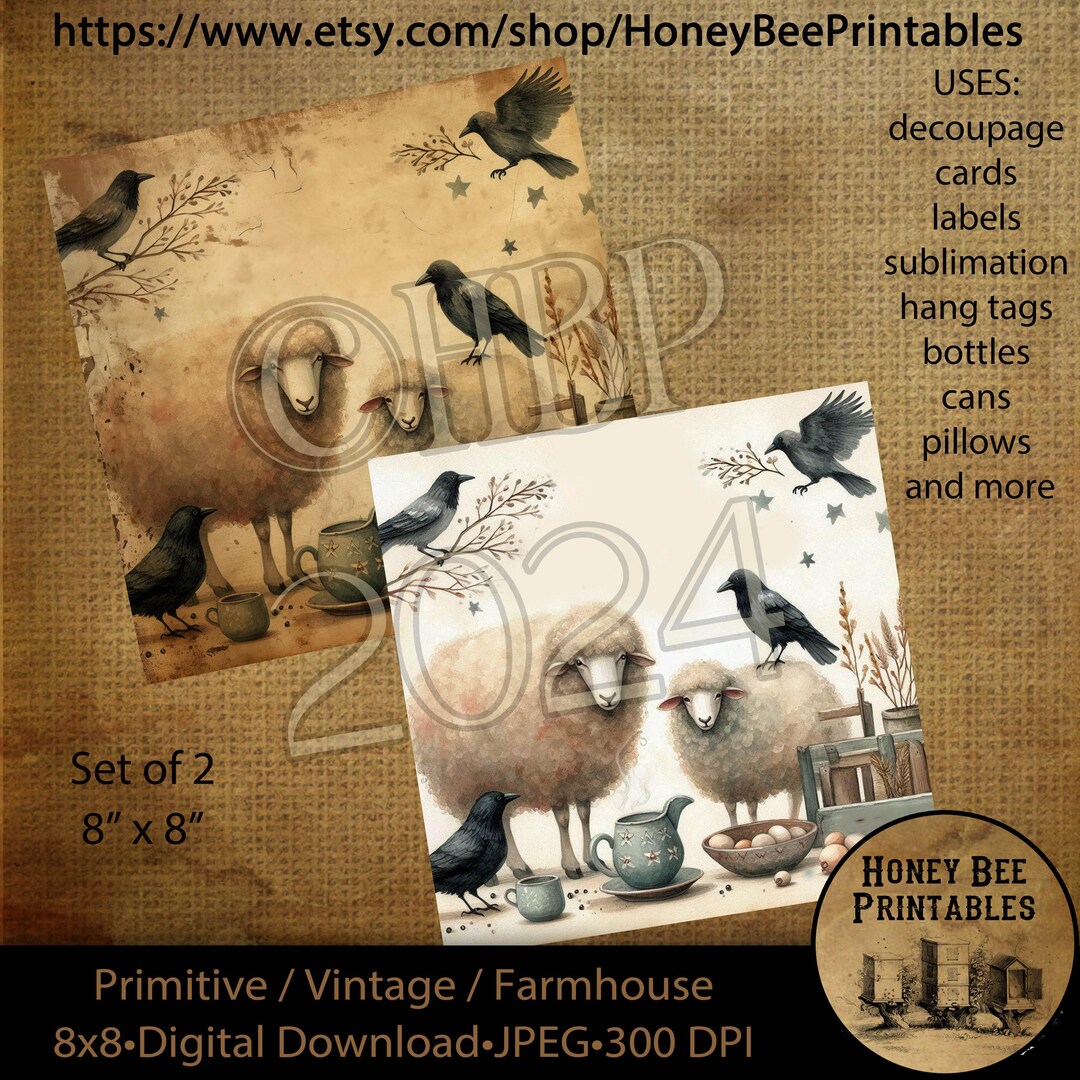 Vintage Digital Download Printable Decoupage Primitive, Good Morning ...