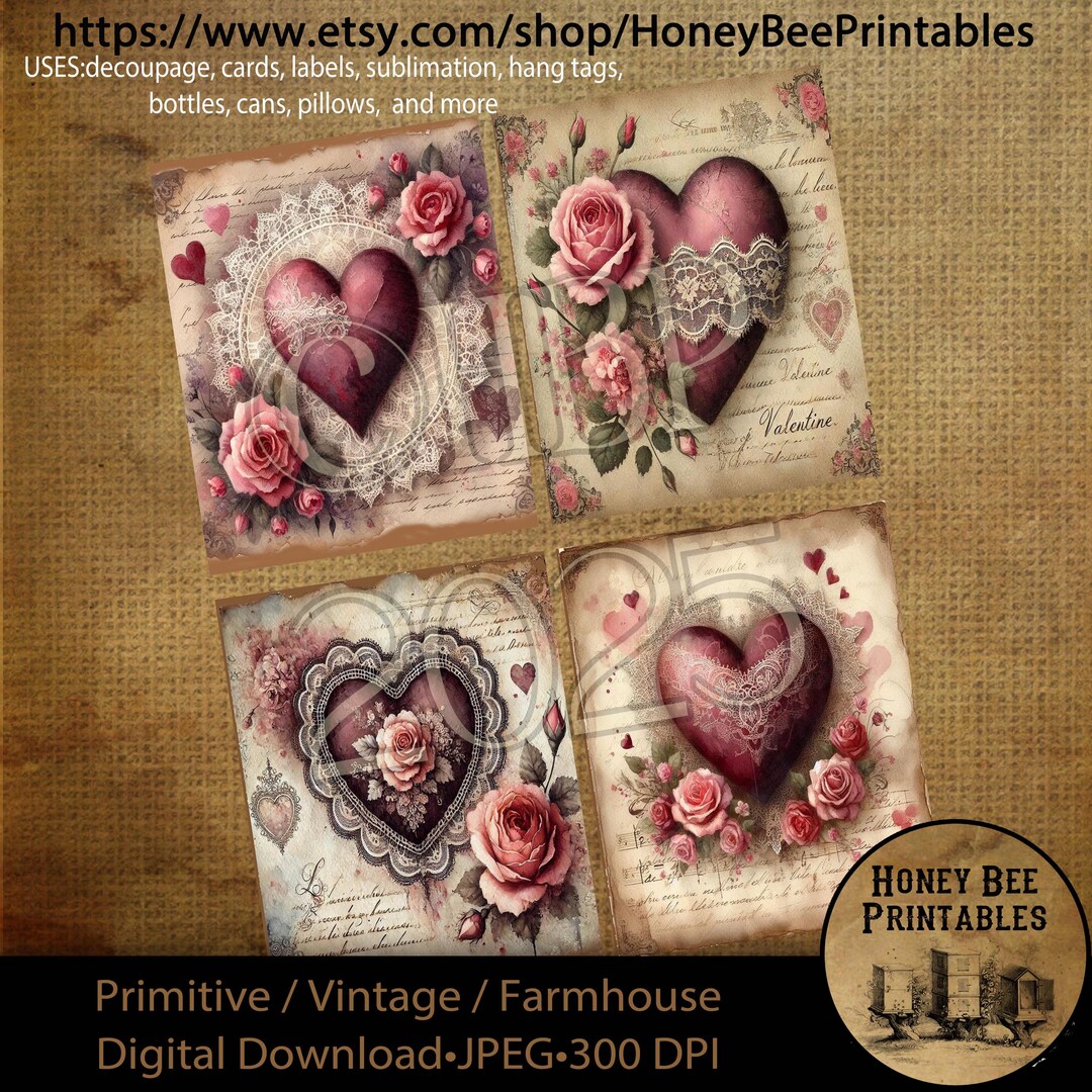 Digital Download, Art, Printable, Decoupage, Primitive, Craft Supplies ...
