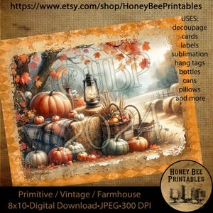 Vintage Digital Download Printable Decoupage Primitive, Fall, Harvest ...