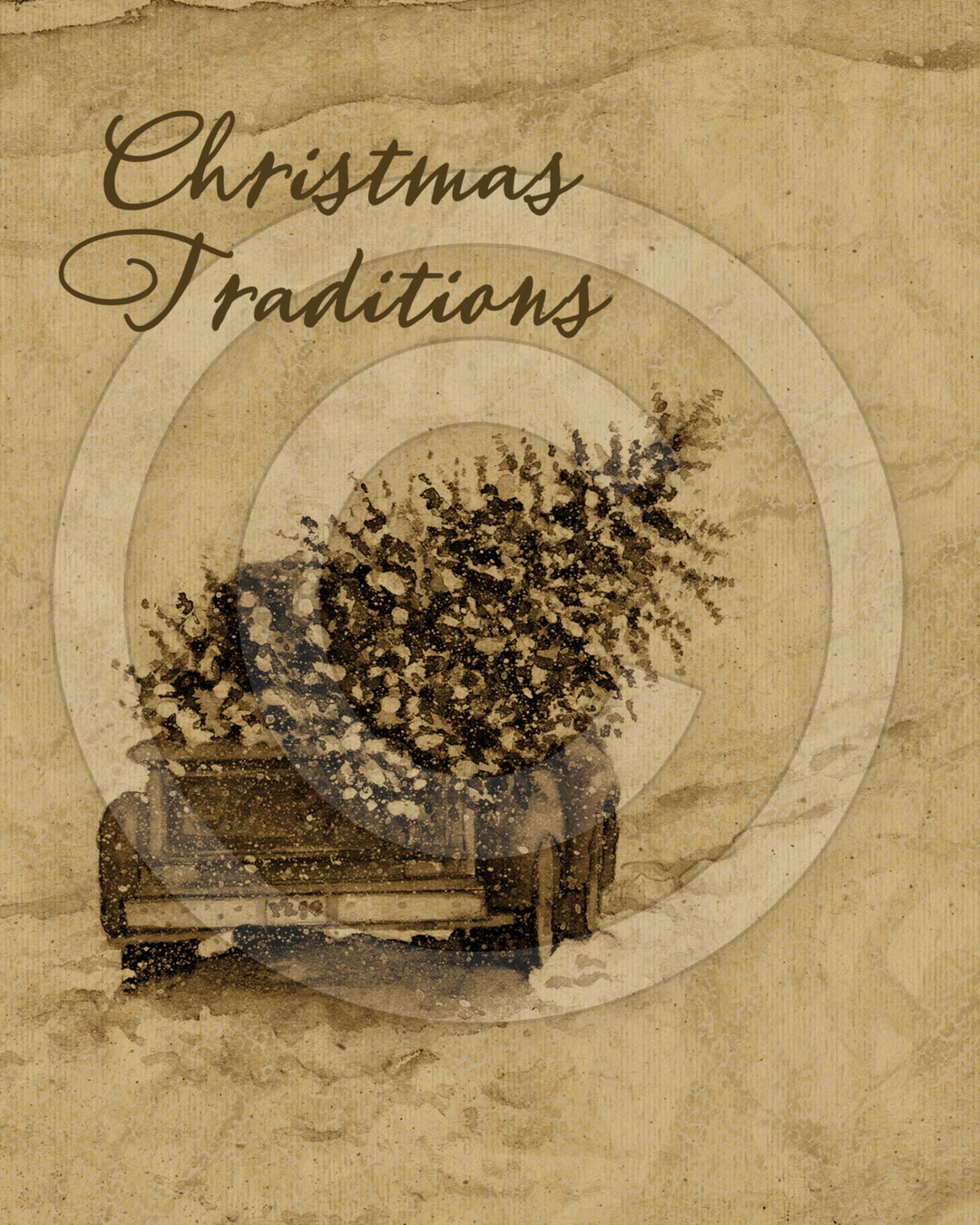 Primitive Christmas Printable - Old Truck Snow Christmas Traditions ...