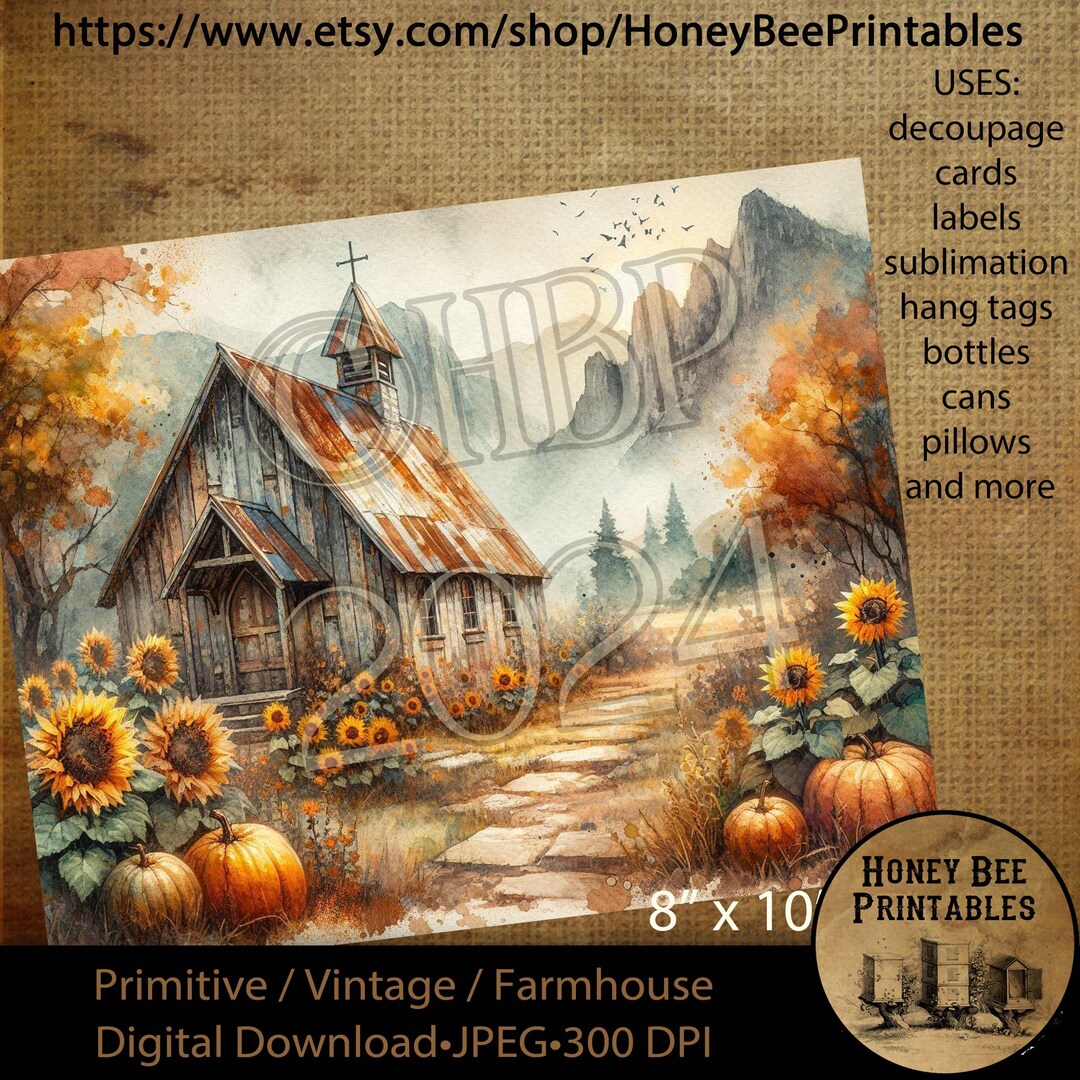 Digital Download, Printable, Decoupage, Vintage, Primitive, Fall ...