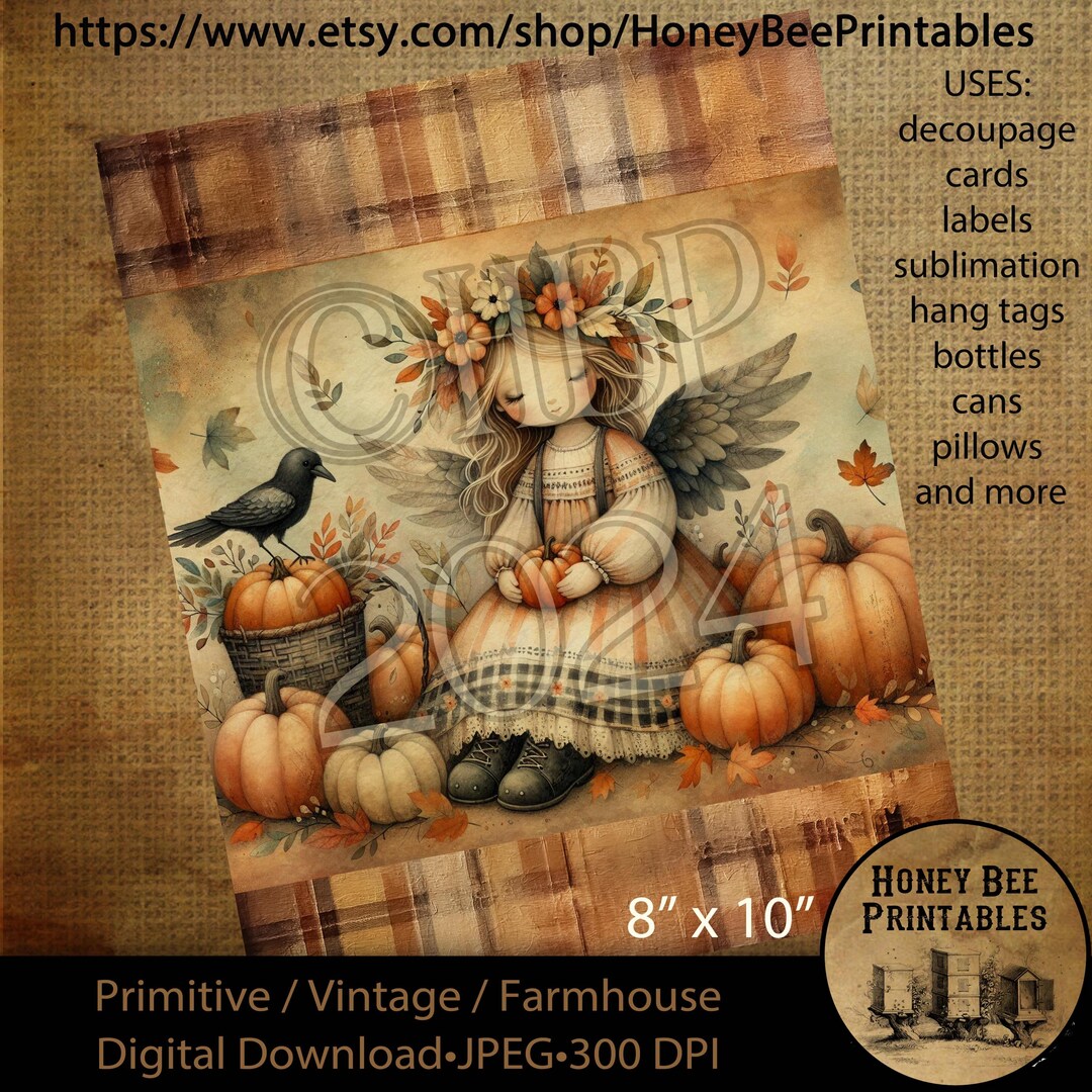 Digital Download, Printable, Decoupage, Vintage, Primitive, Fall ...