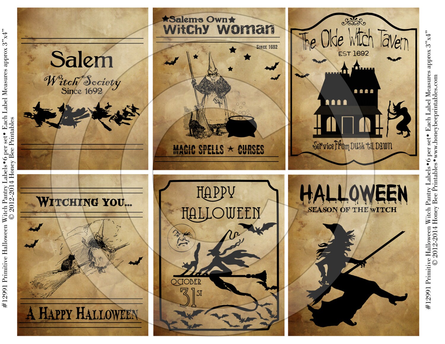 Primitive Halloween Witch Witchy Pantry Labels 12991 Printable Digital ...