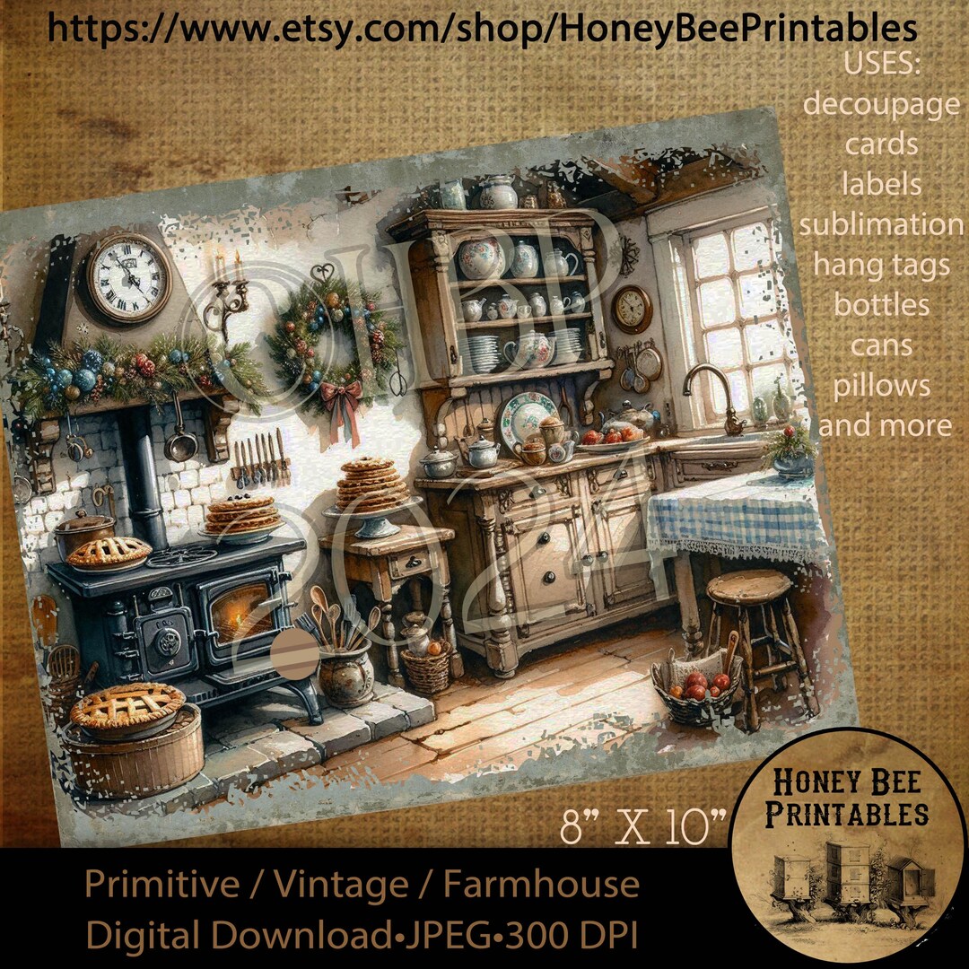 Vintage Digital Download Printable Decoupage Primitive, Kitchen ...
