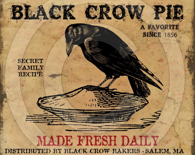 Primitive Black Crow Pie Raven-printable Digital Feedsack Logo JPEG ...