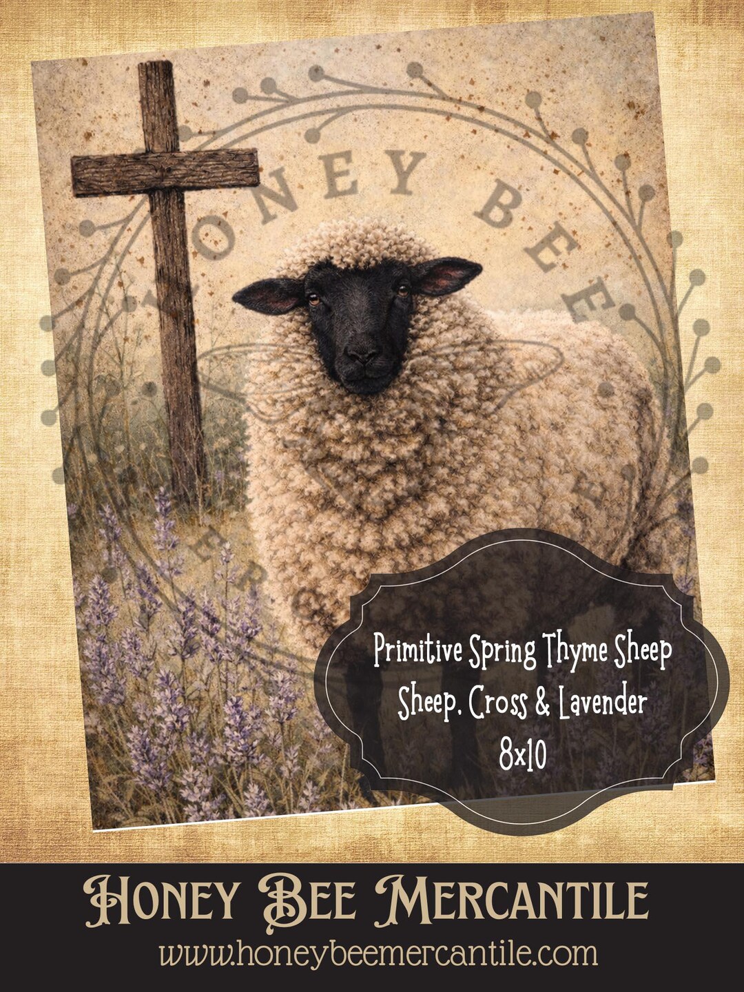 8x10 Sheep, Cross and Lavender - Digital Download, Printable, Decoupage ...