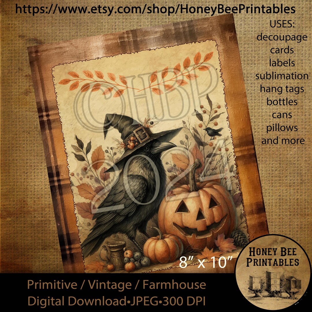 Digital Download, Printable, Decoupage, Vintage, Primitive, Fall ...