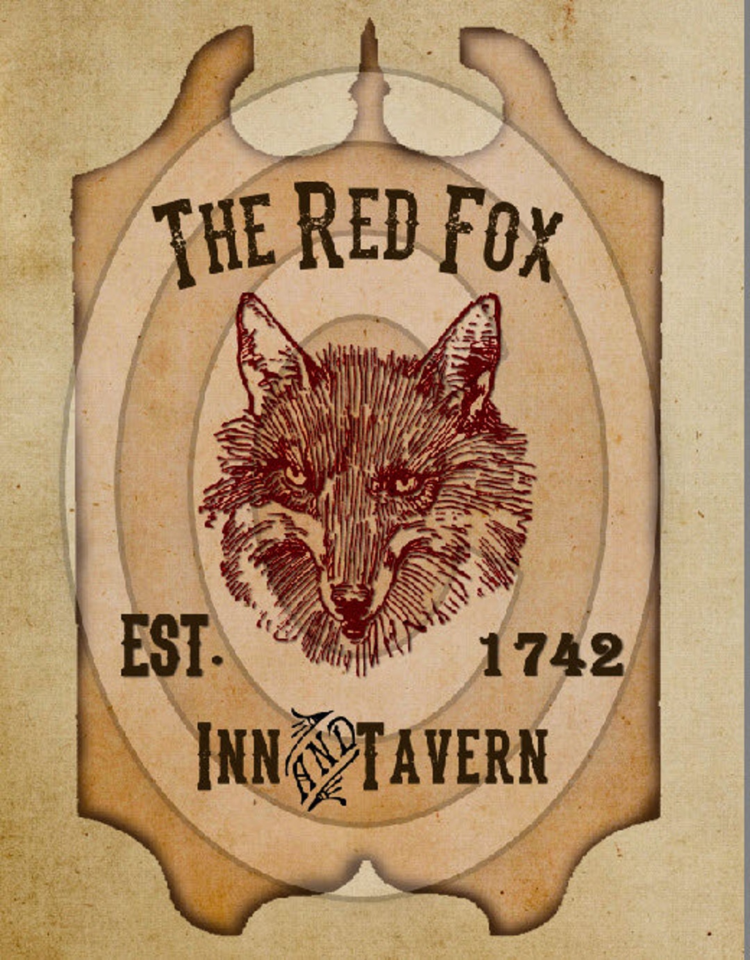Primitive Red Fox Inn Tavern Pub Sign Feedsack Feed Sack Logo Printable ...