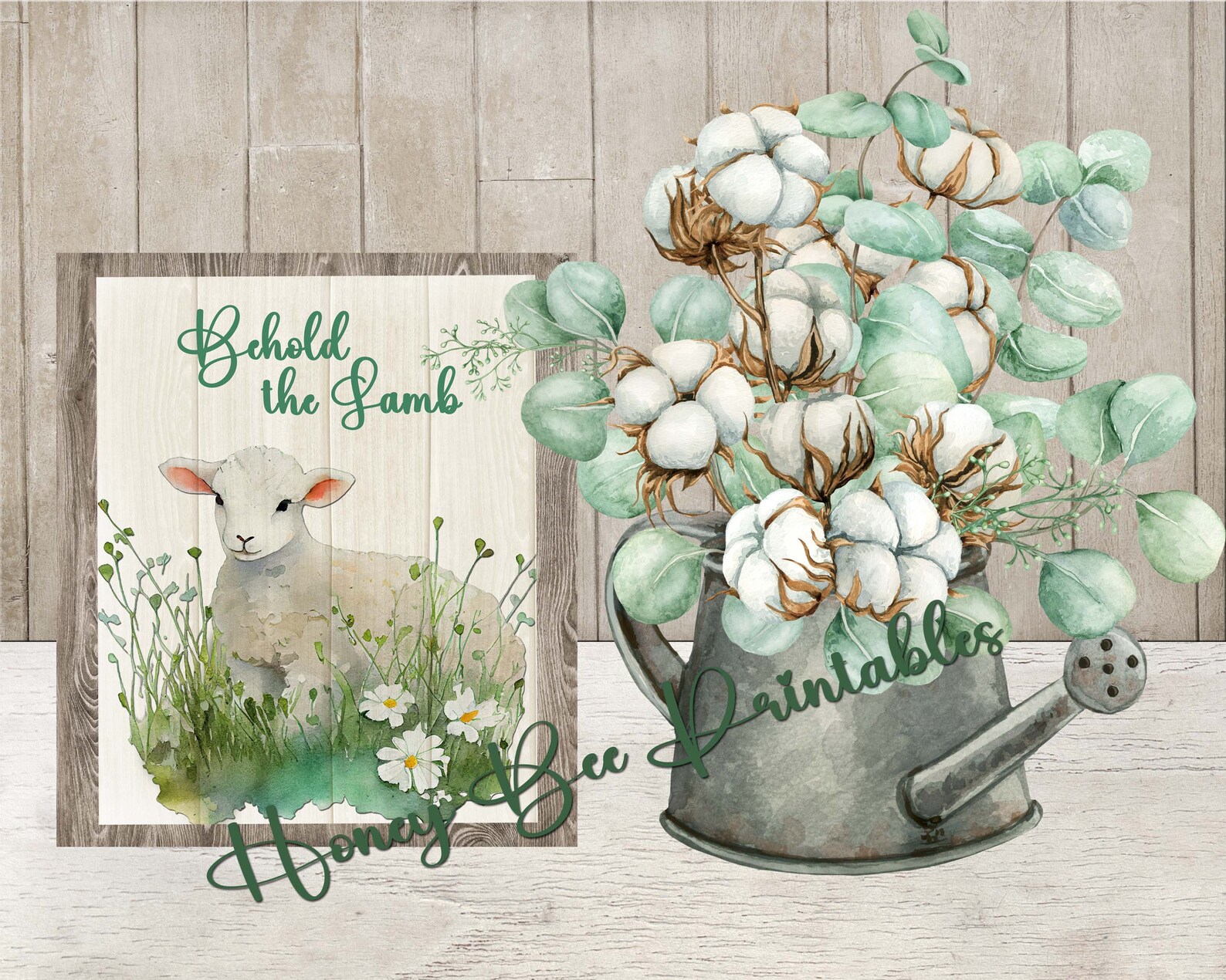Farmhouse Spring Easter Behold the Lamb Sheep Shiplap Print Digital ...