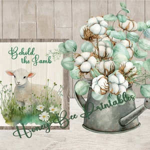 Farmhouse Spring Easter Behold the Lamb Sheep Shiplap Print Digital ...