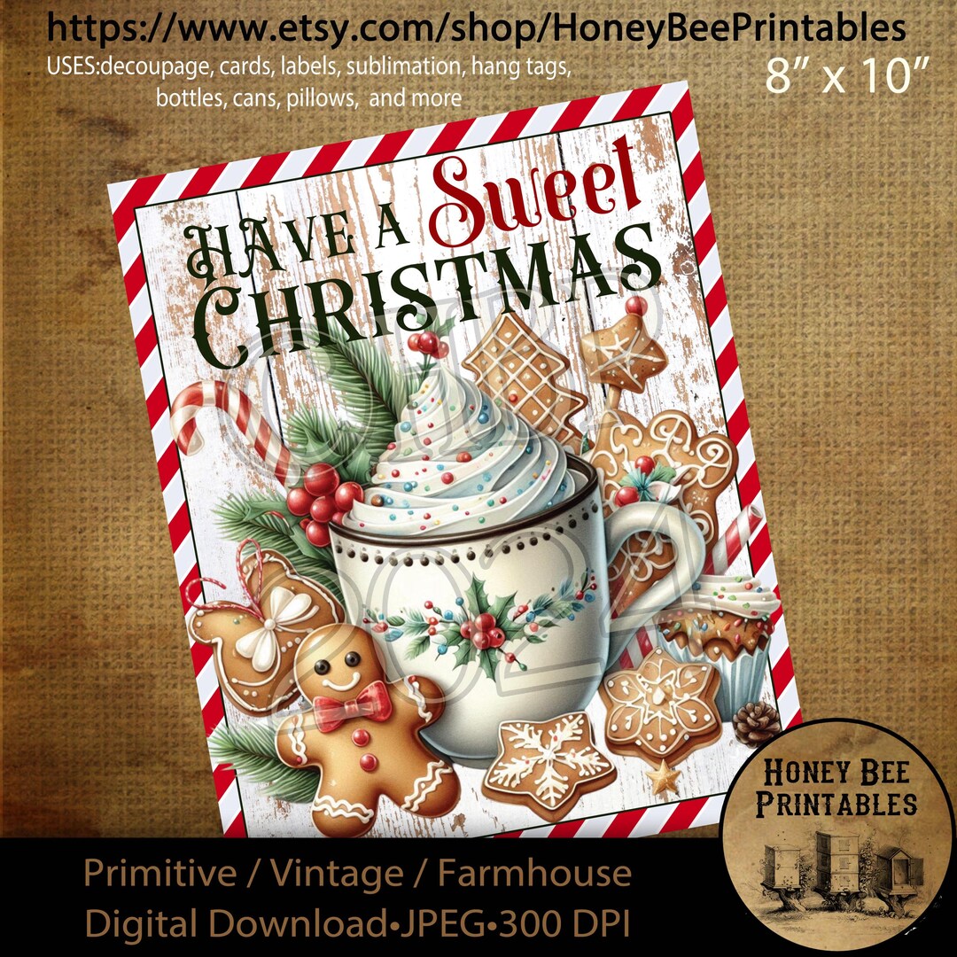 Digital Download, Printable, Decoupage, Vintage, Primitive, Farmhouse ...