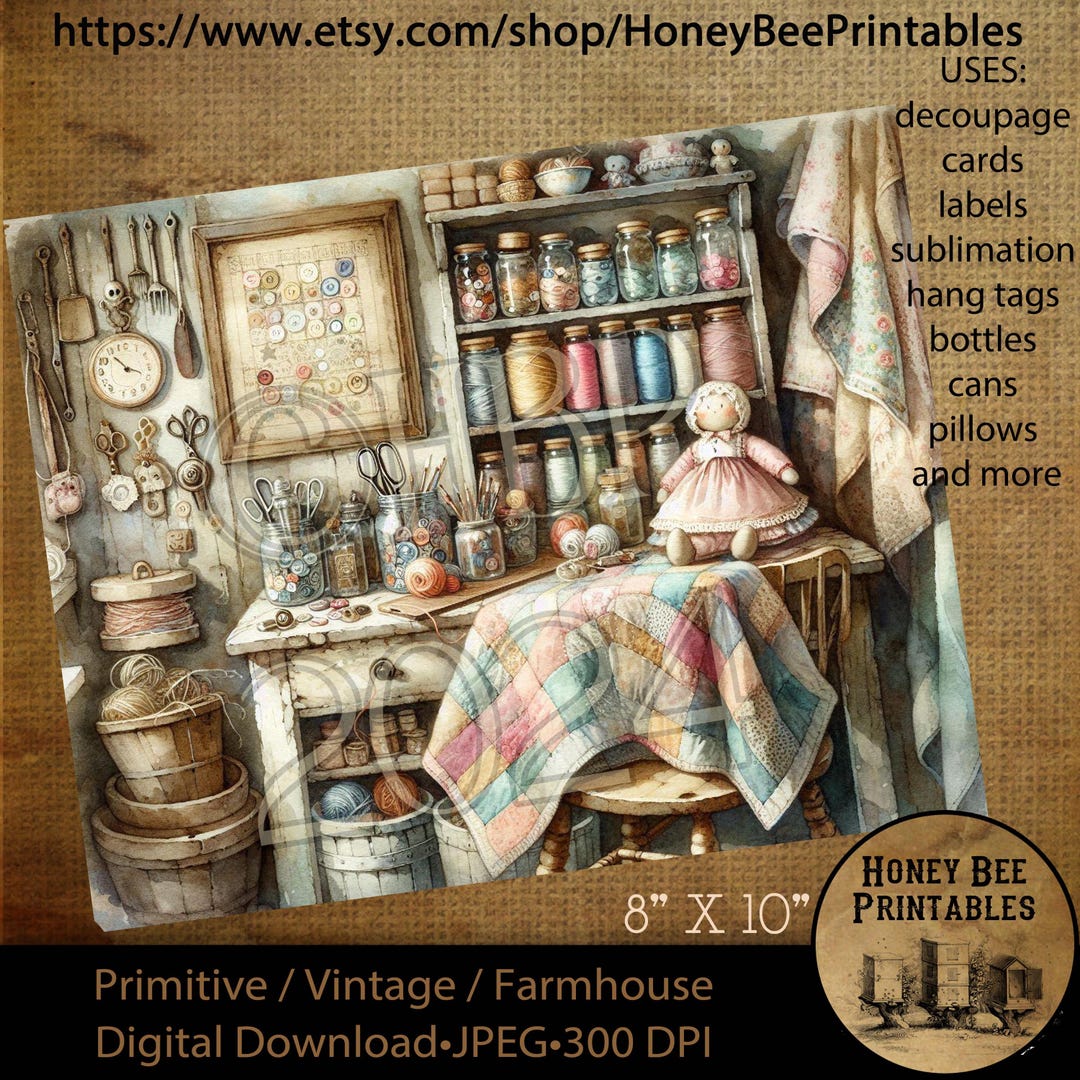 Digital Download, Printable, Decoupage, Vintage, Primitive, Craft Room ...