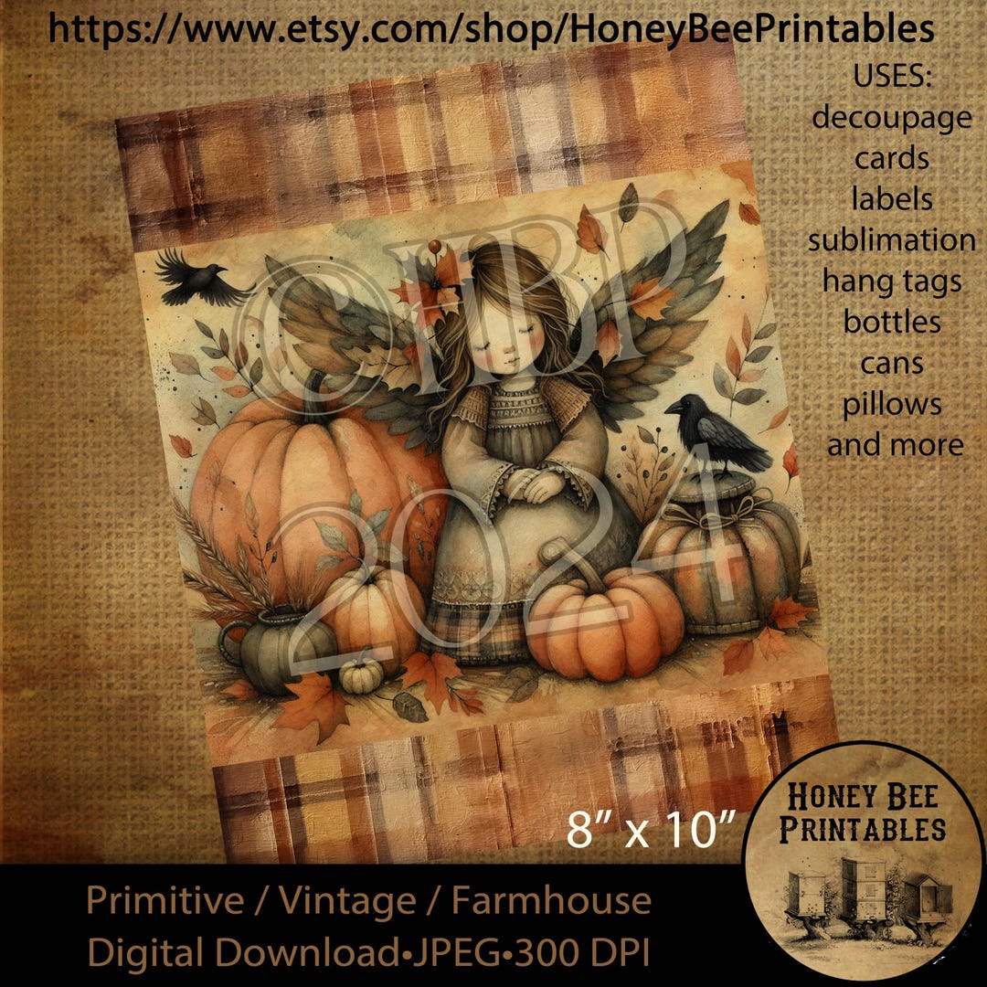 Digital Download, Printable, Decoupage, Vintage, Primitive, Fall ...