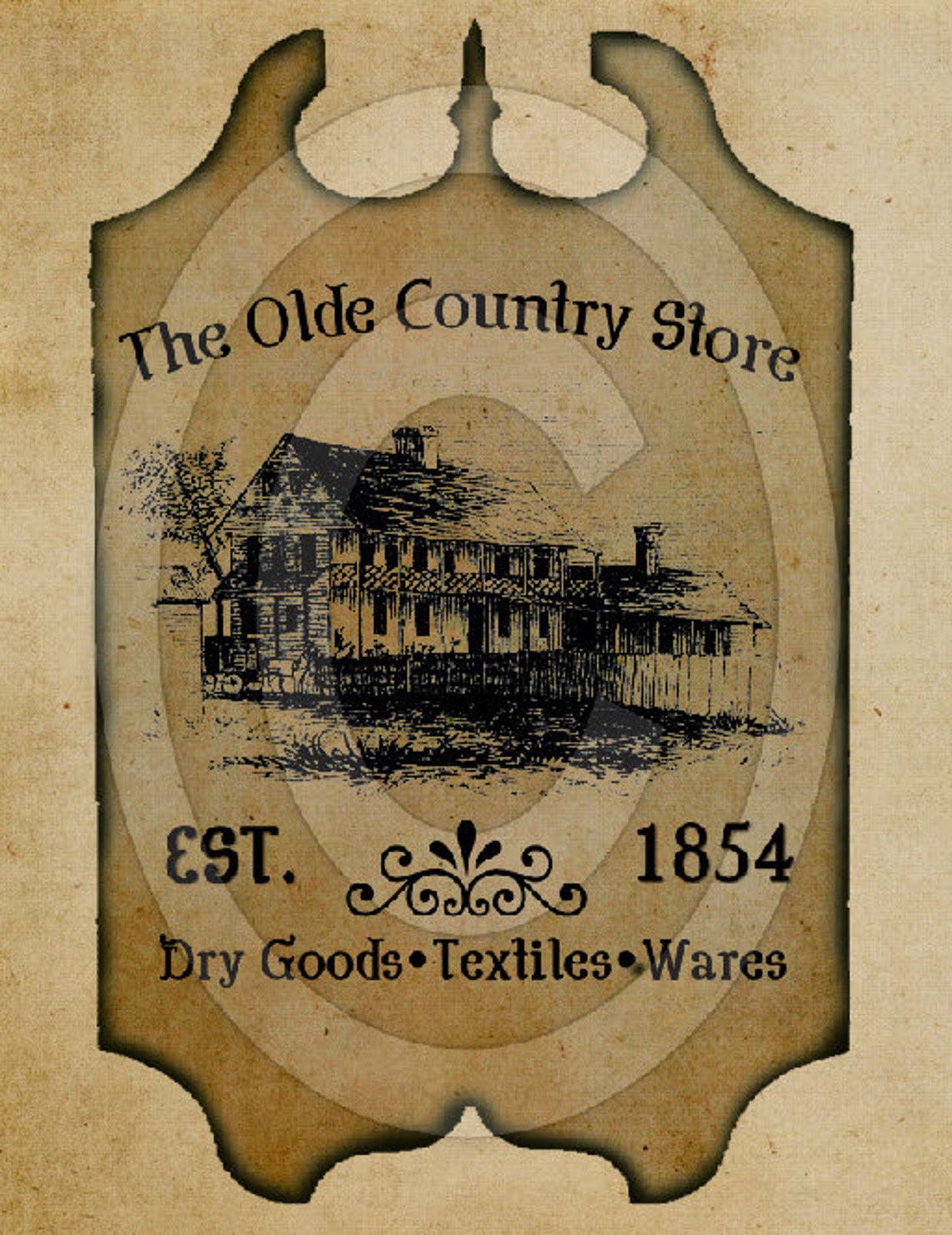 Primitive Olde Country Store Tavern Pub Sign Feedsack Feed Sack Logo ...